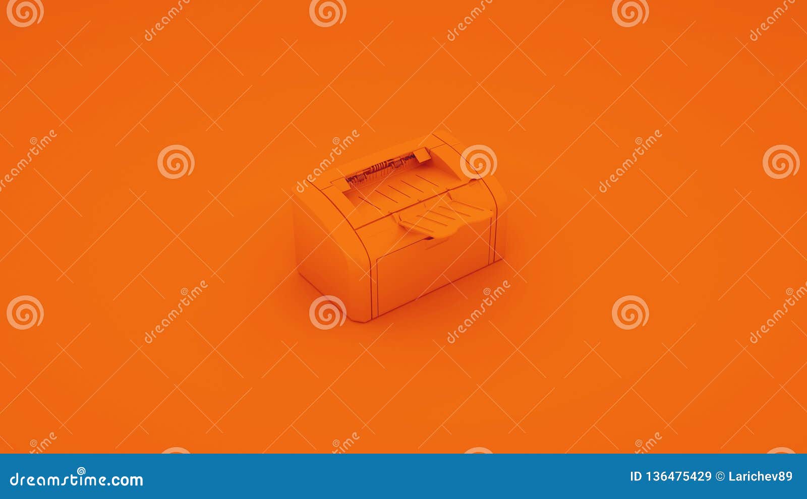 Orange Office Printer. 3D Illustration Stock Illustration ...