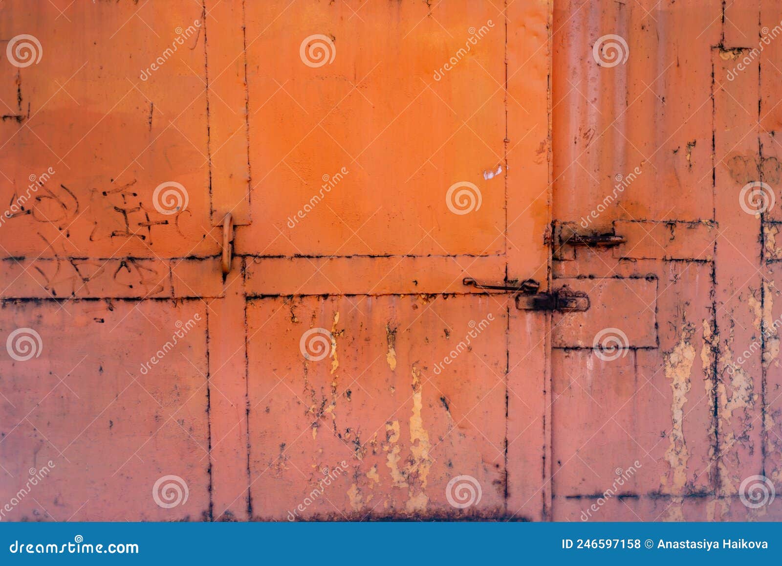 Orange Old Rusty Iron Gate with Locks Stock Photo - Image of latch ...