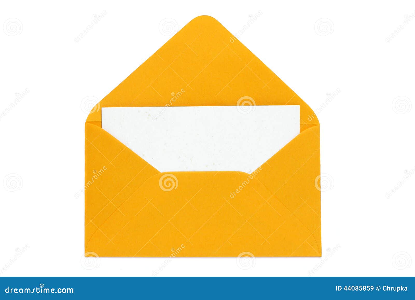 Orange Open Enveloped with Blank Card Stock Image - Image of ...