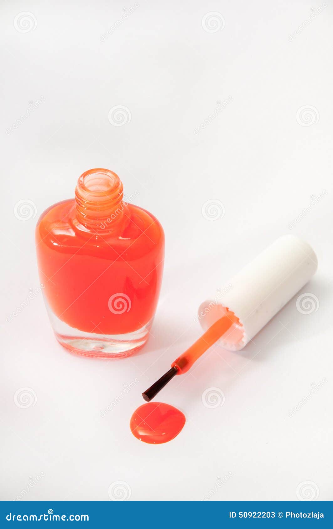 The Orange Opened Nail Varnish with Spilled on a White Background Stock ...