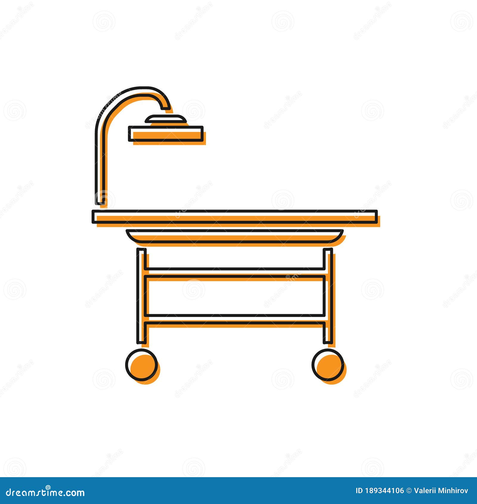 Orange Operating Table Icon Isolated on White Background. Vector ...