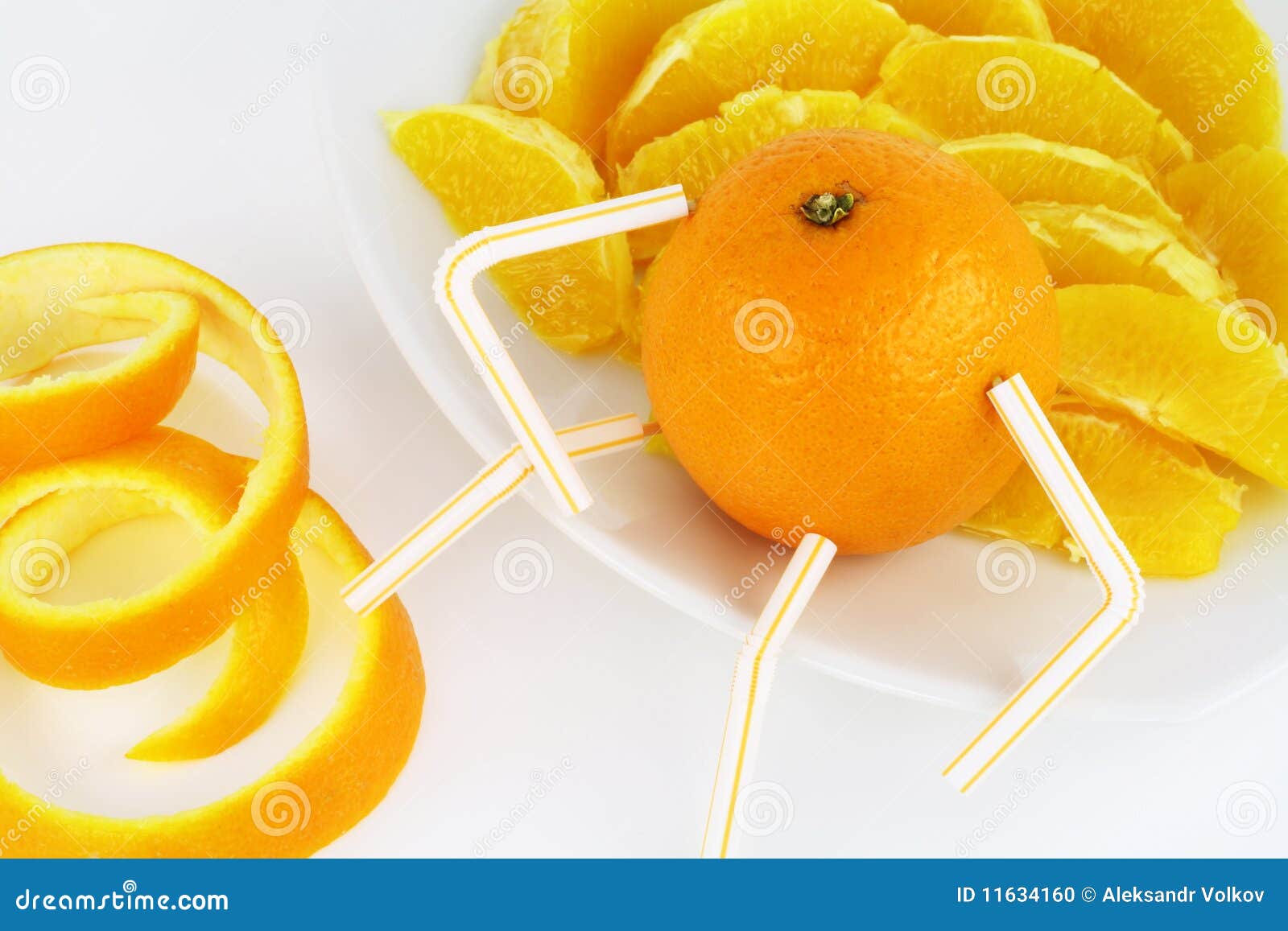 Orange and Orange Segments on a Plate Stock Photo - Image of fruit ...
