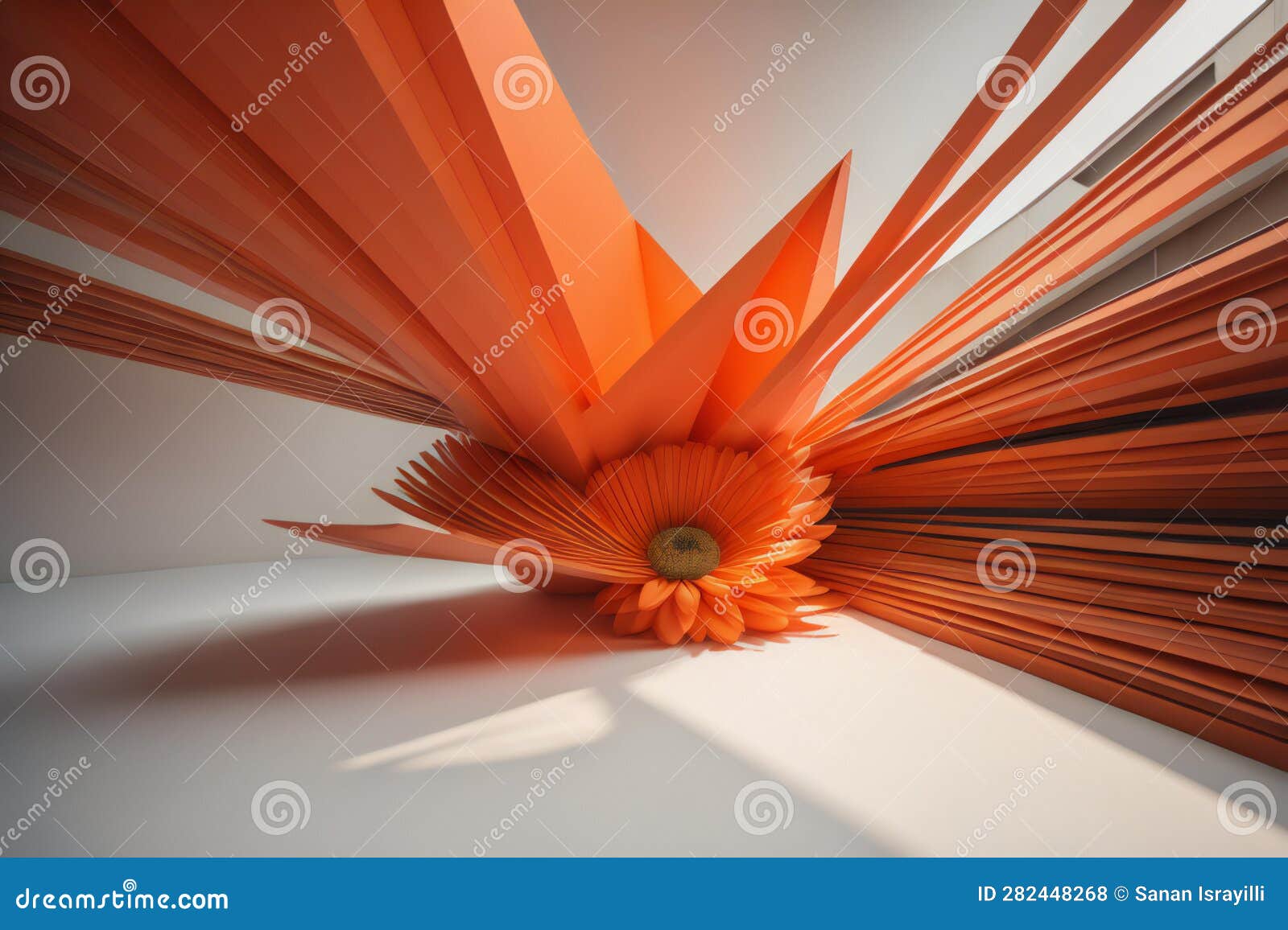Orange Origami Flower on a White Background. Generative Ai Stock ...