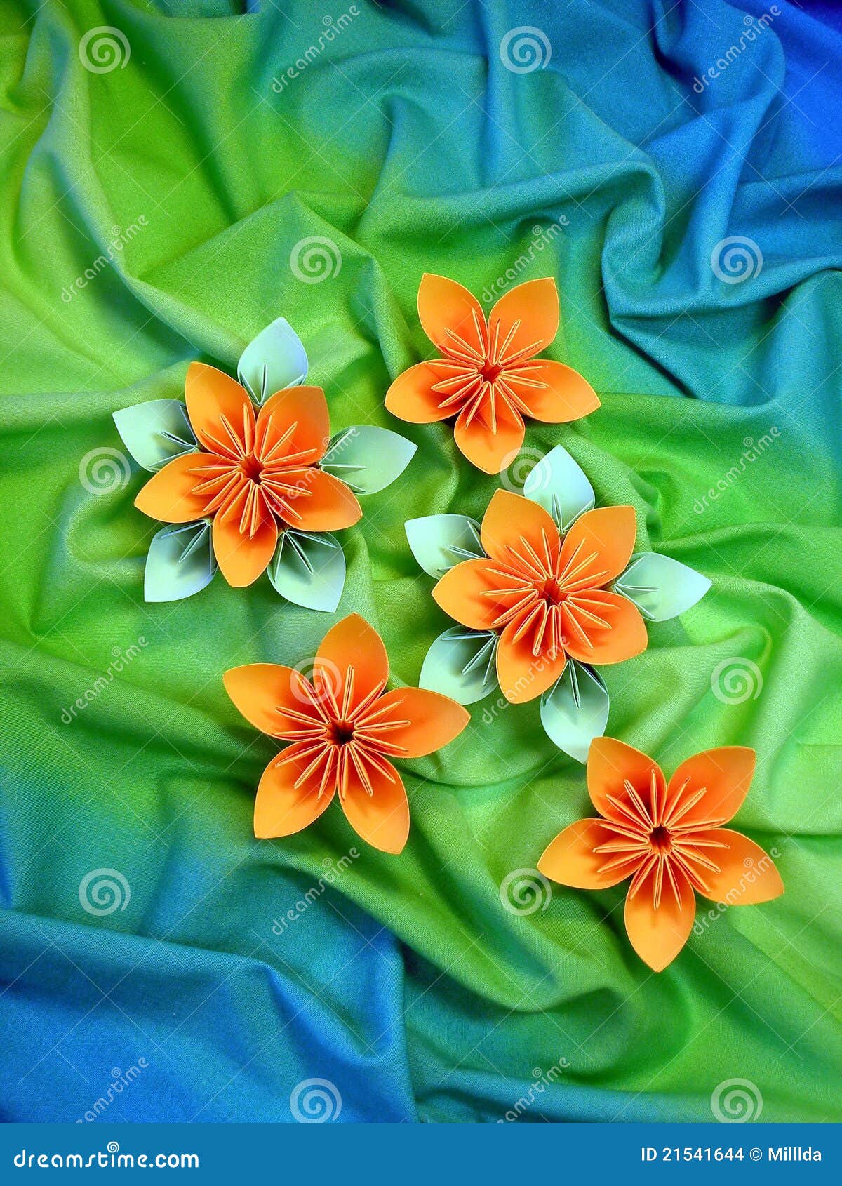 Orange origami flowers stock photo. Image of color, paper - 21541644