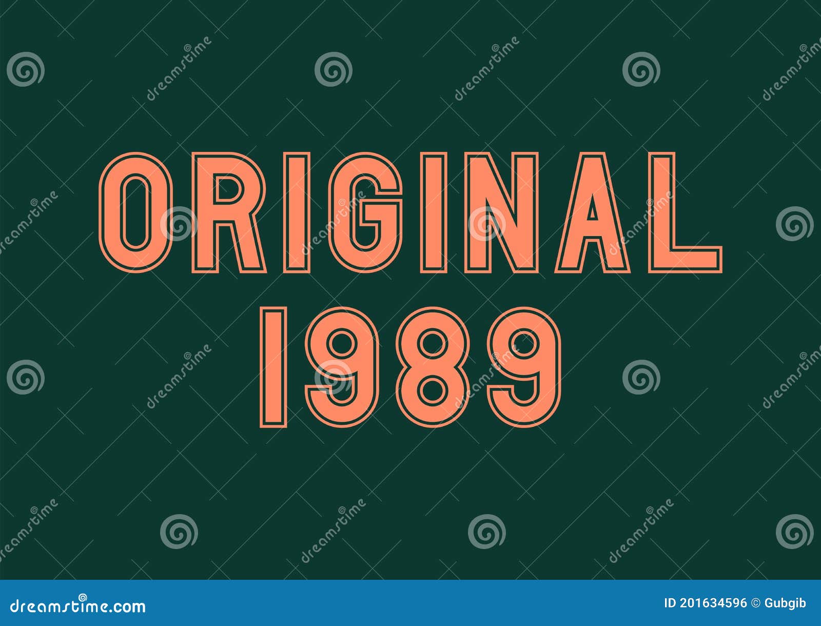 Orange Original Year 1989 Text on Green Background Stock Vector ...