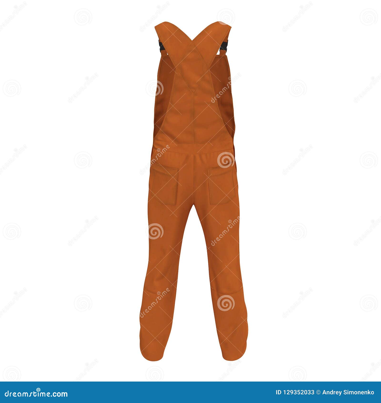 Orange Overall for Workman on White Background. 3D Illustration ...