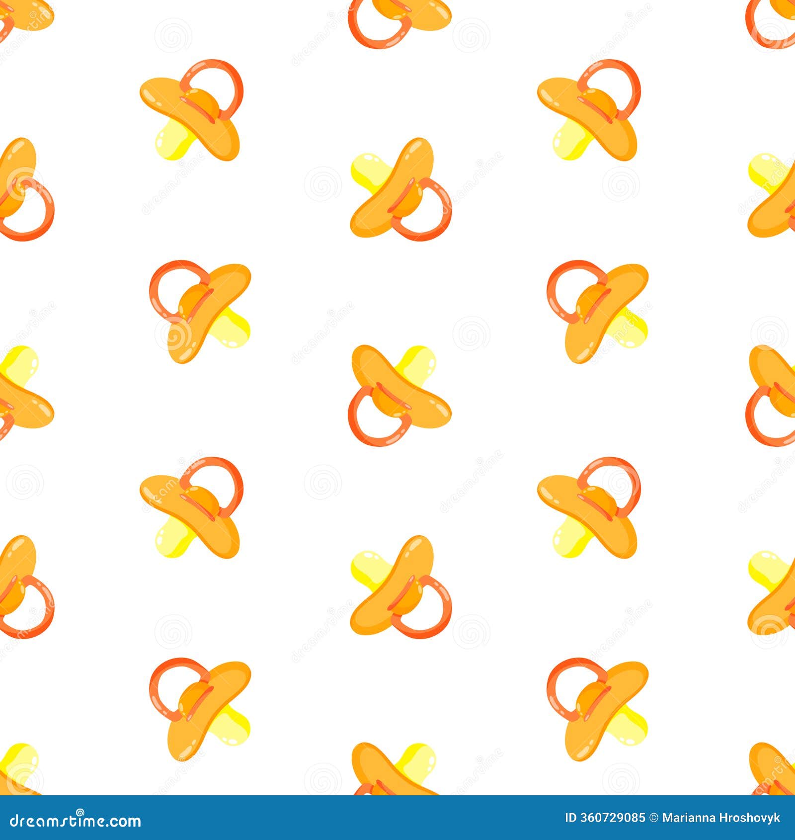 Orange Pacifiers Vector Seamless Pattern. Baby Dummy Stock Vector ...
