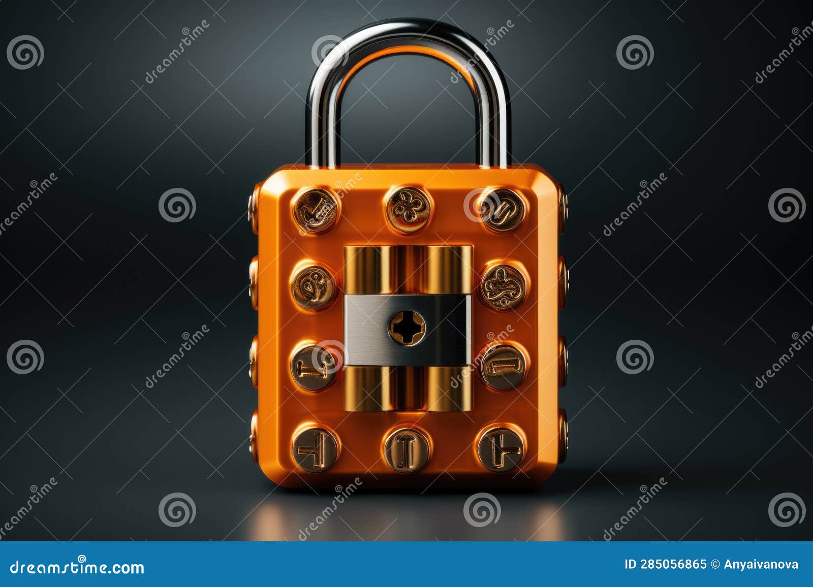 An Orange Padlock on a Black Background. Cyber Security To Protect ...