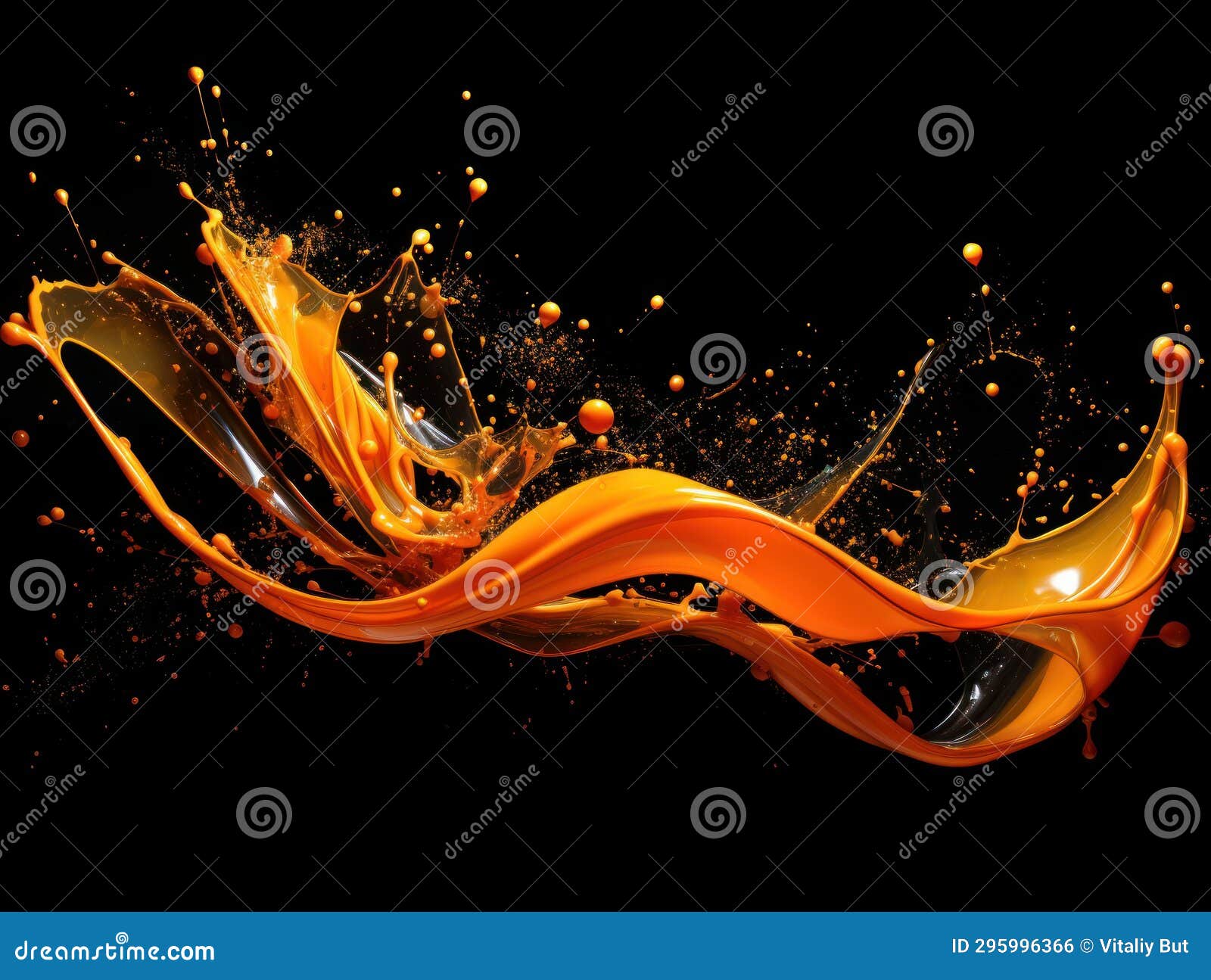 Orange Paint Splash on Black Background Stock Photo - Image of drip ...
