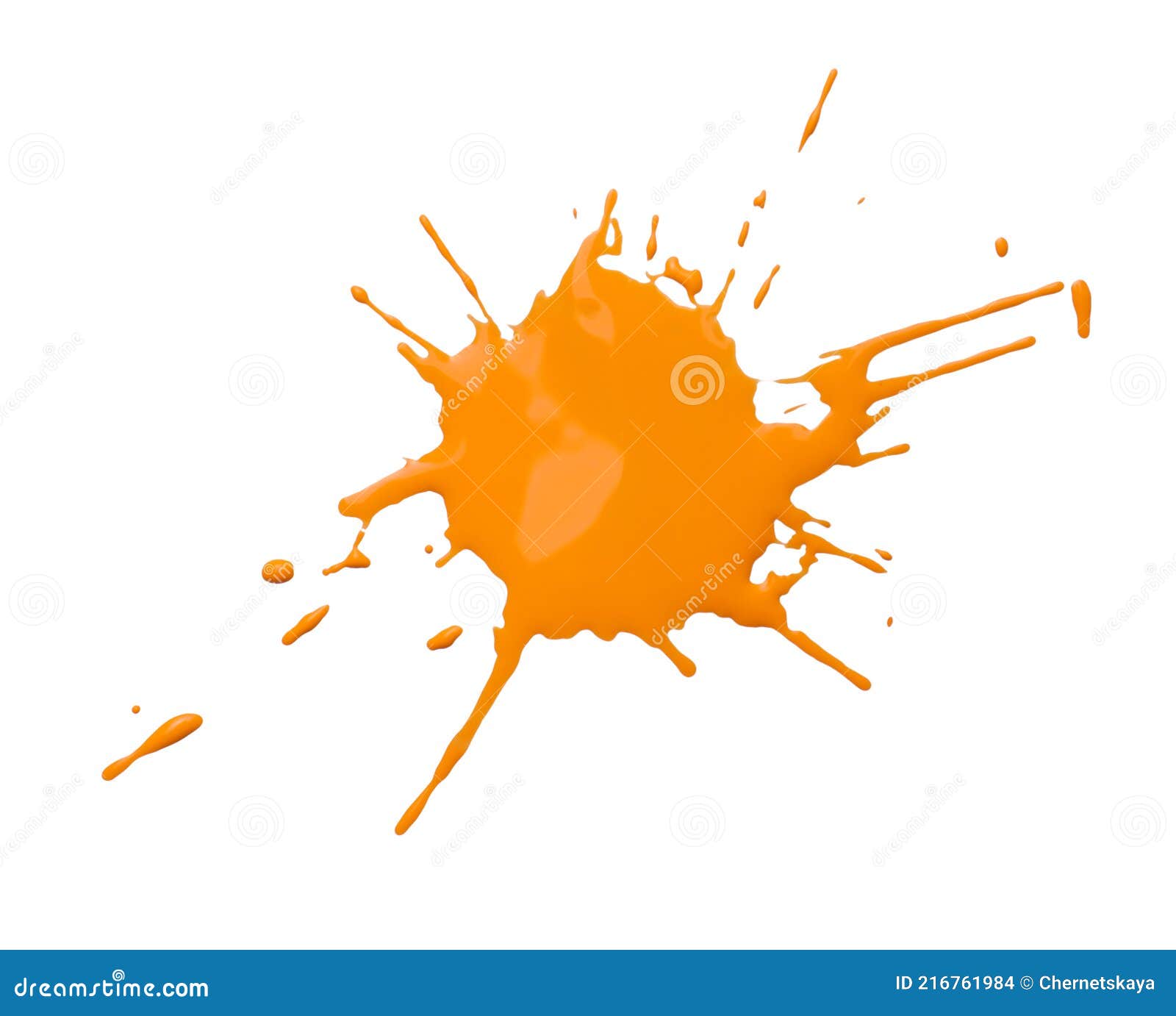 Orange Paint Splashes on White Background, Top View Stock Illustration ...