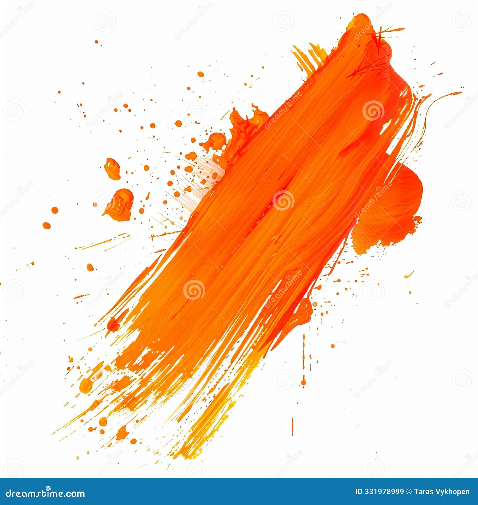 Orange Paint Stroke on White Isolated Background Stock Image - Image of ...