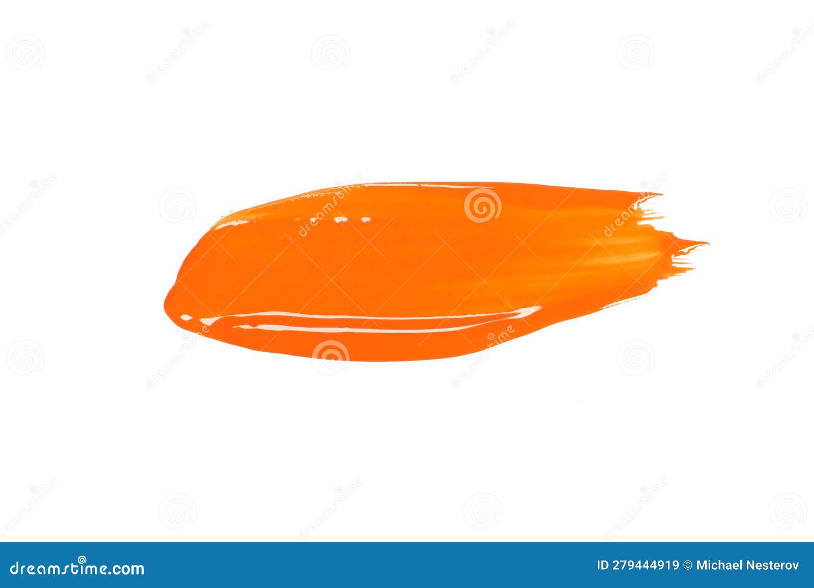 Orange Paint Swab Smear Isolated on White Stock Image - Image of toner ...