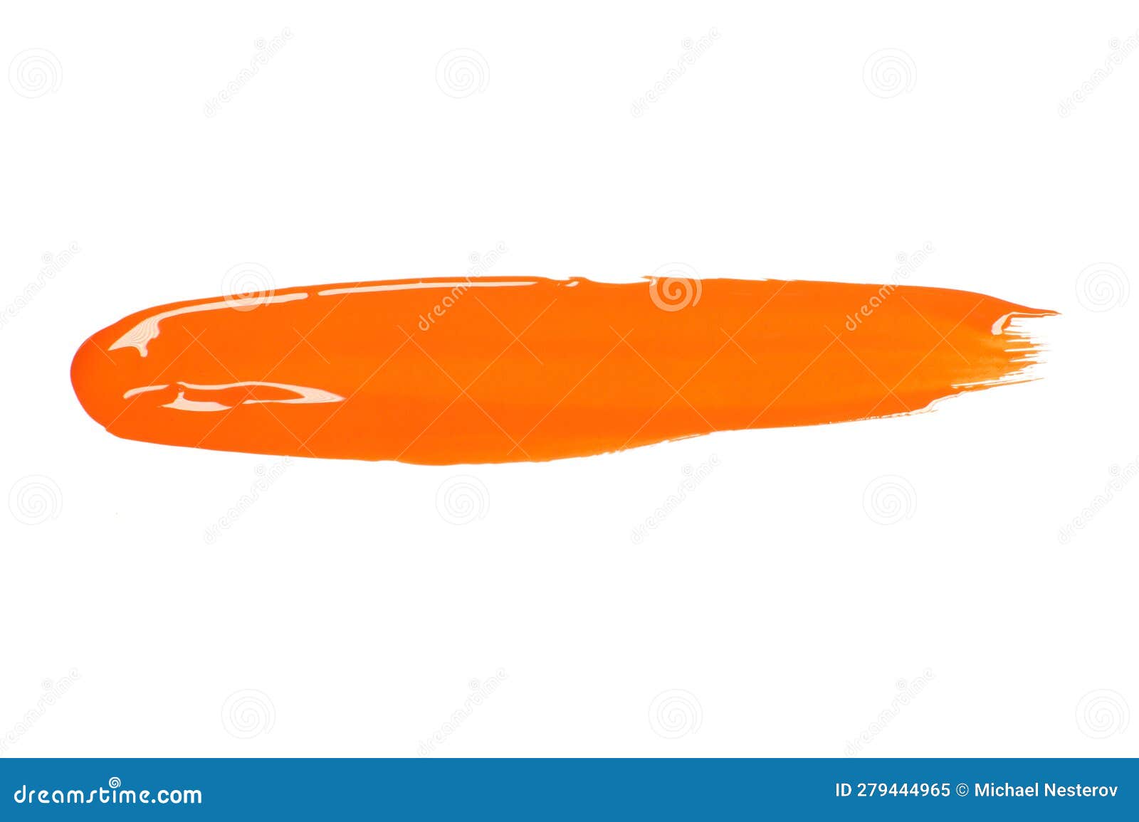 Orange Paint Swab Smear Isolated on White Stock Image - Image of paint ...