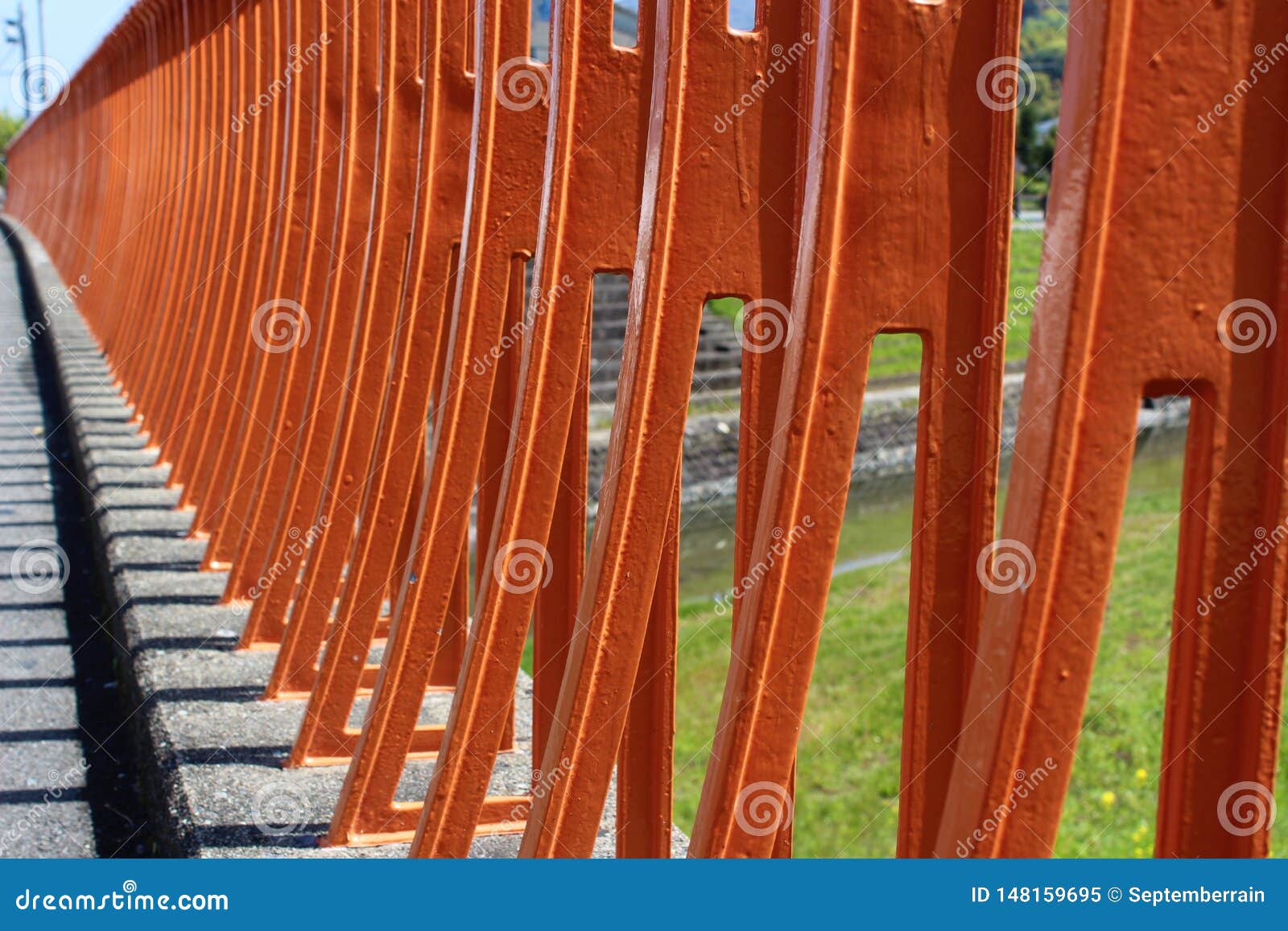 Orange Painted a Bridge Guardrail Stock Image - Image of material ...