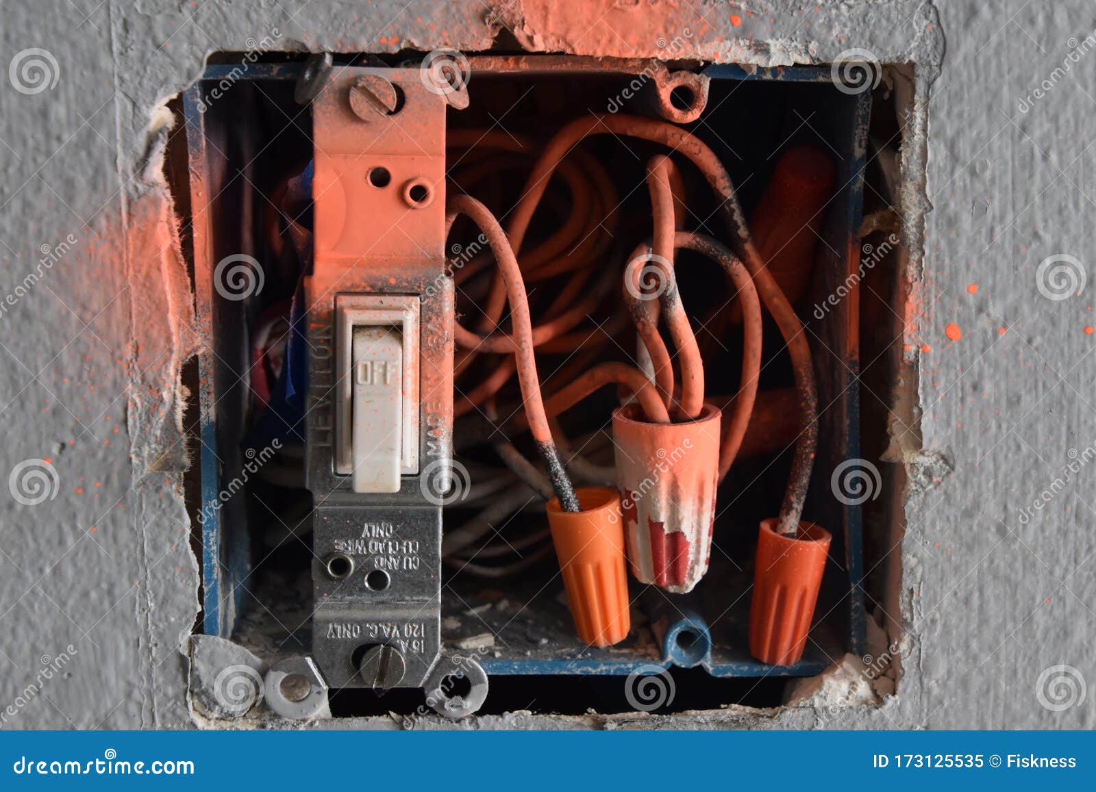 Orange Painted Electrical Switch Box Stock Image - Image of light ...