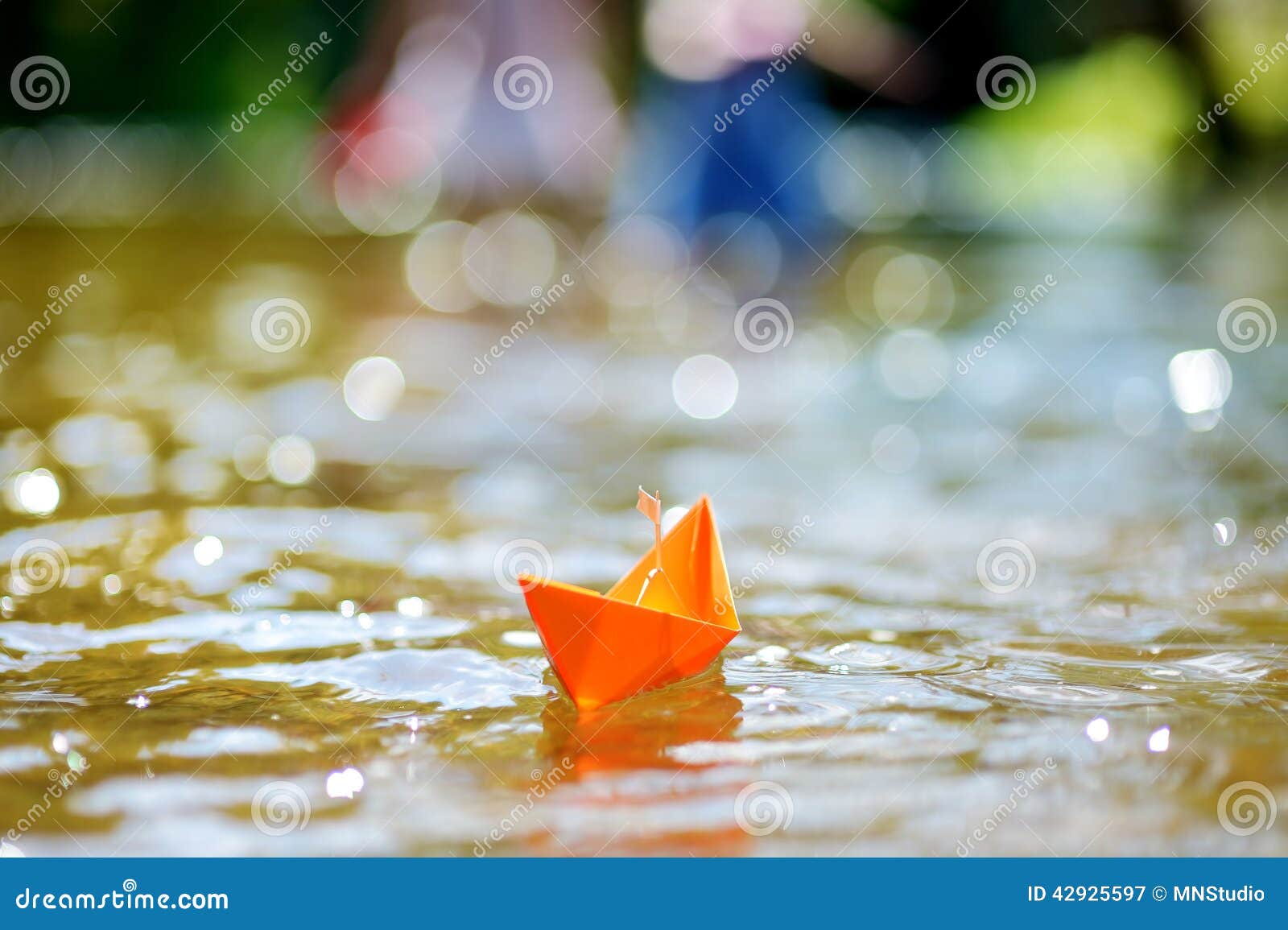 Orange Paper Boat with a White Flag Stock Image - Image of dynamics ...