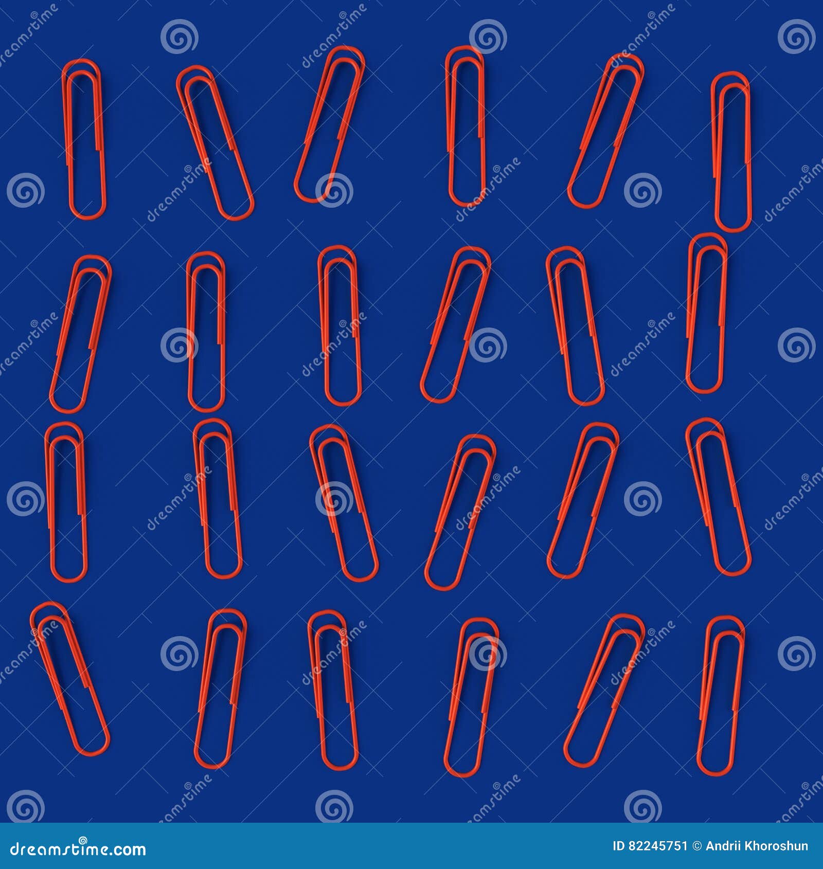 Orange Paper Clips Pattern 3d Rendering Stock Illustration ...