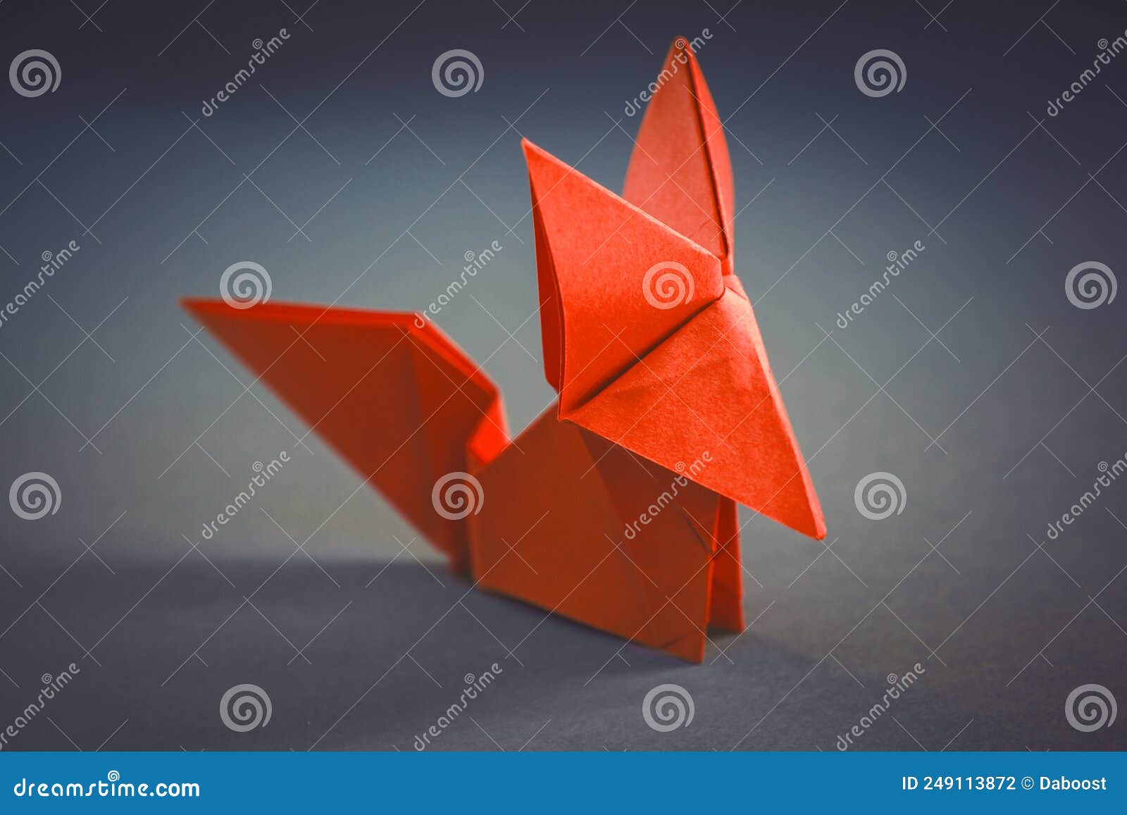 Orange Paper Fox Origami Isolated on a Grey Background Stock Photo ...