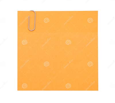 Orange Paper Note with Paper Clip Stock Photo - Image of paper, sticky ...