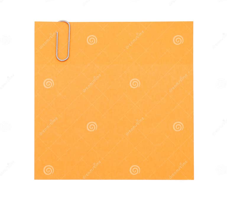 Orange Paper Note with Paper Clip Stock Photo - Image of paper, sticky ...