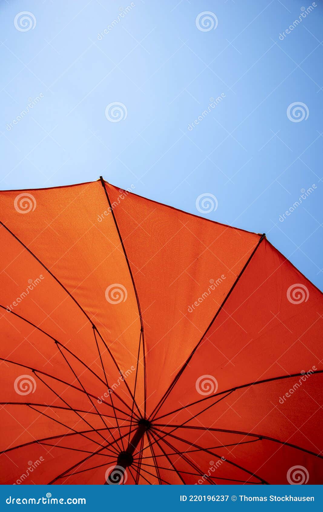 Orange Parasol Under Blue Sky Stock Image - Image of scenic, relax ...