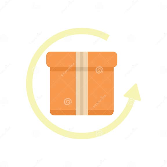 Orange Parcel Box Rotating with Circular Arrow Signifying Return ...