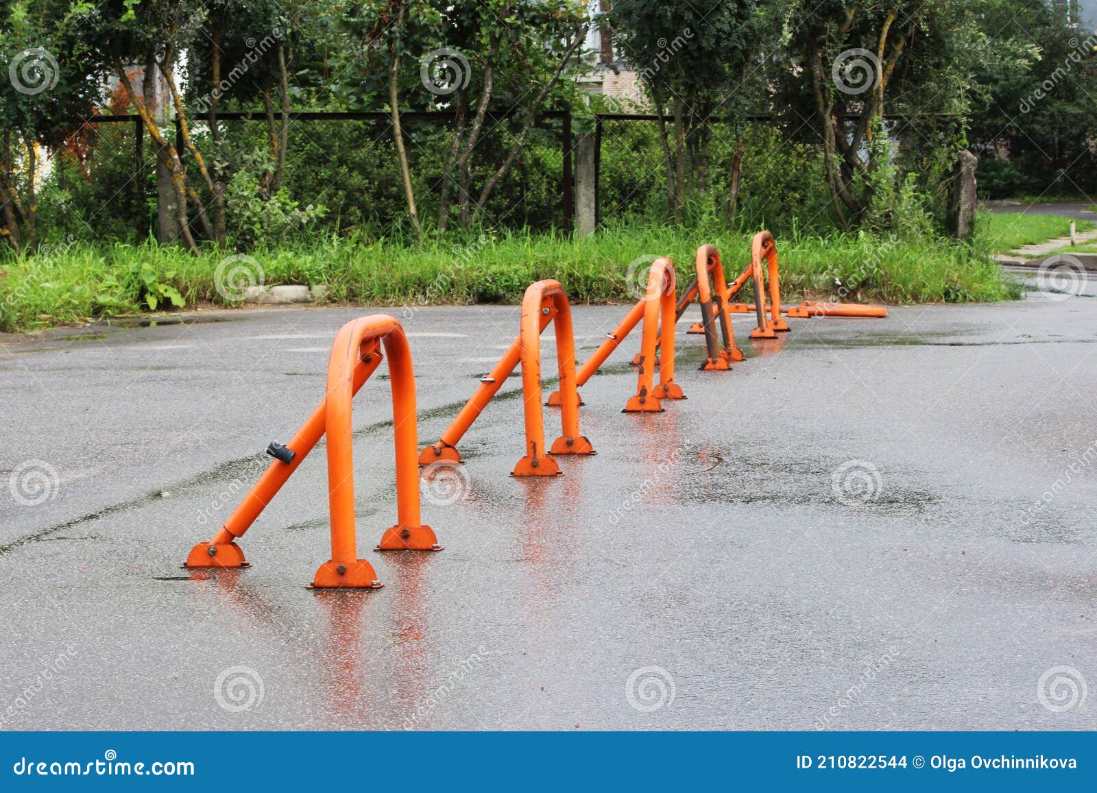 Orange Parking Barriers, Parking Space Limiters And Blockers. Parking ...