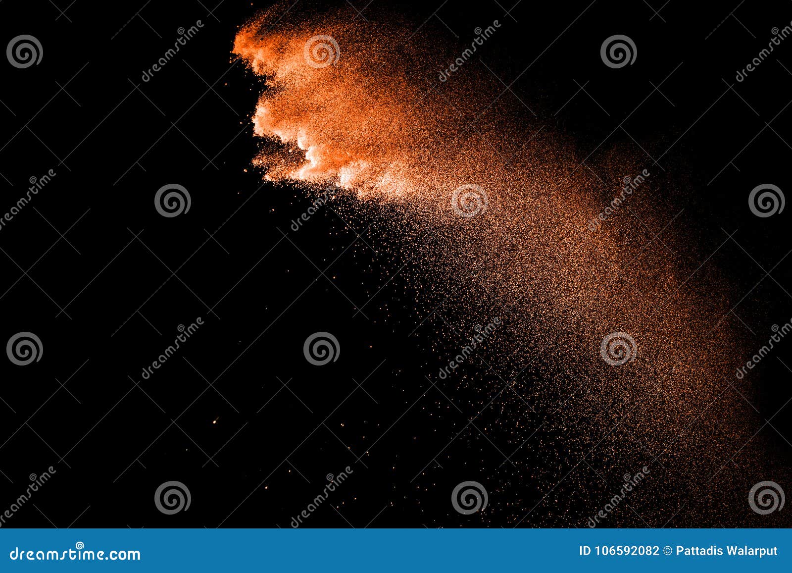 Orange Particles Explosion on Black Background. Stock Photo - Image of ...