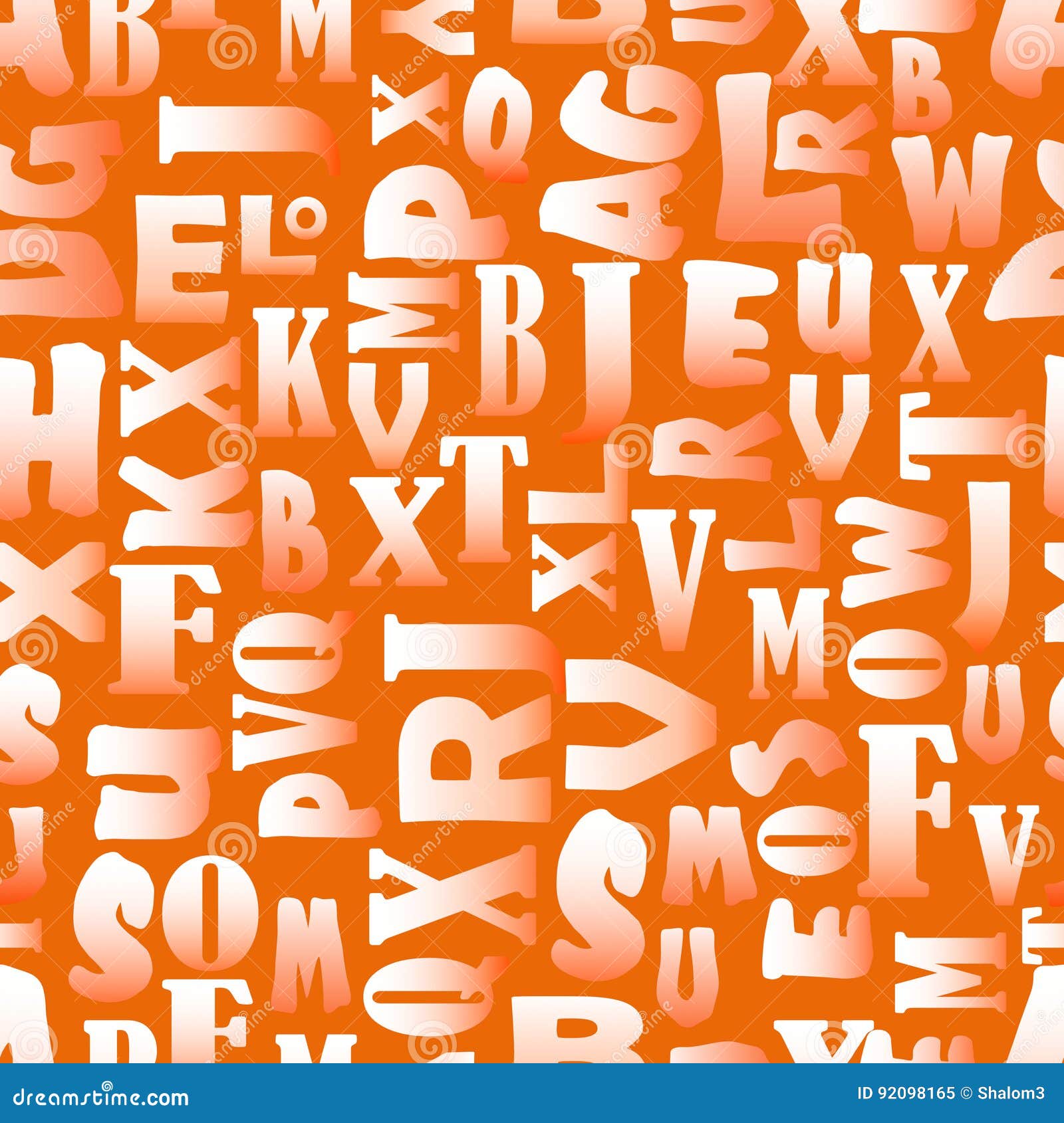 Orange Patterns Composed of Gradient Letters, Seamless Vector ...