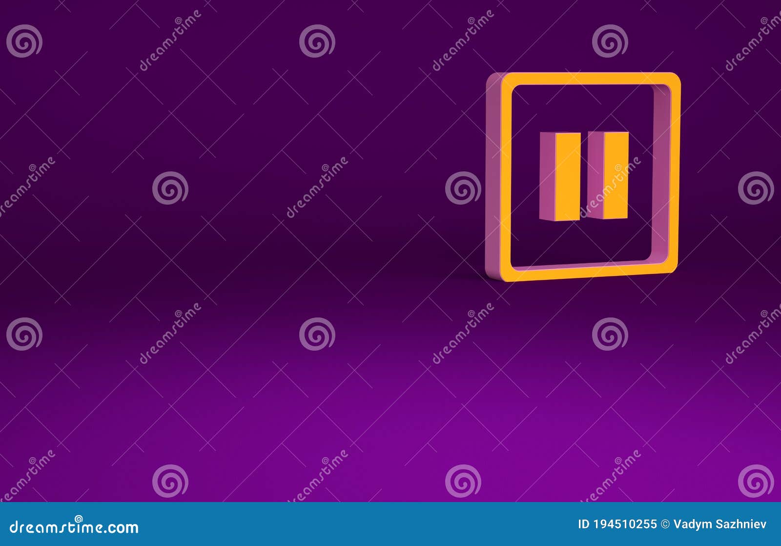 Orange Pause Button Icon Isolated on Purple Background. Minimalism ...