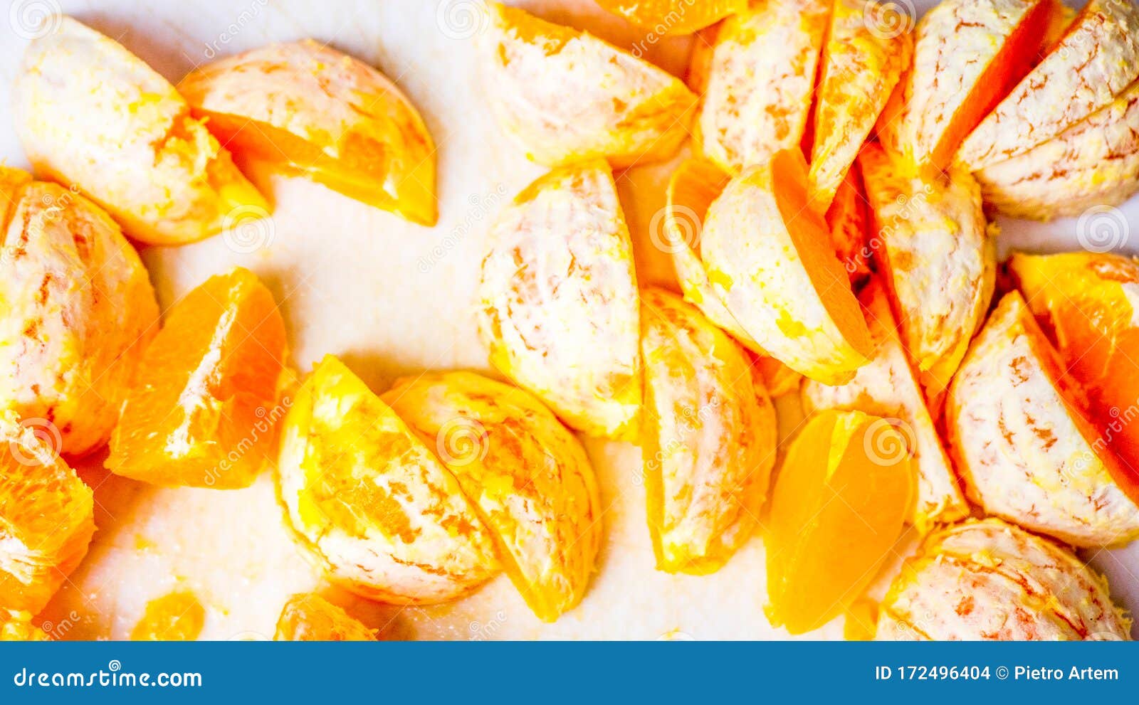Orange without Peel, Sliced on a White Background Stock Photo - Image ...