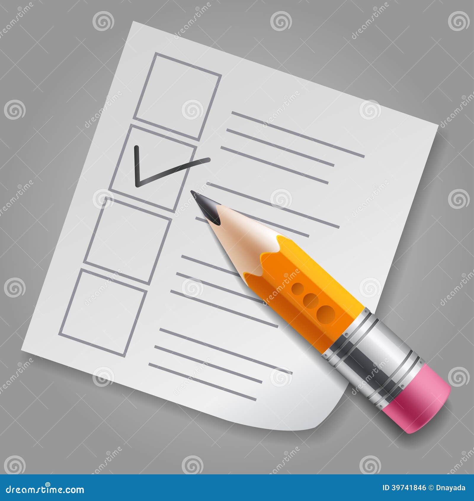 Orange Pencil and Checklist Stock Vector - Illustration of checklist ...