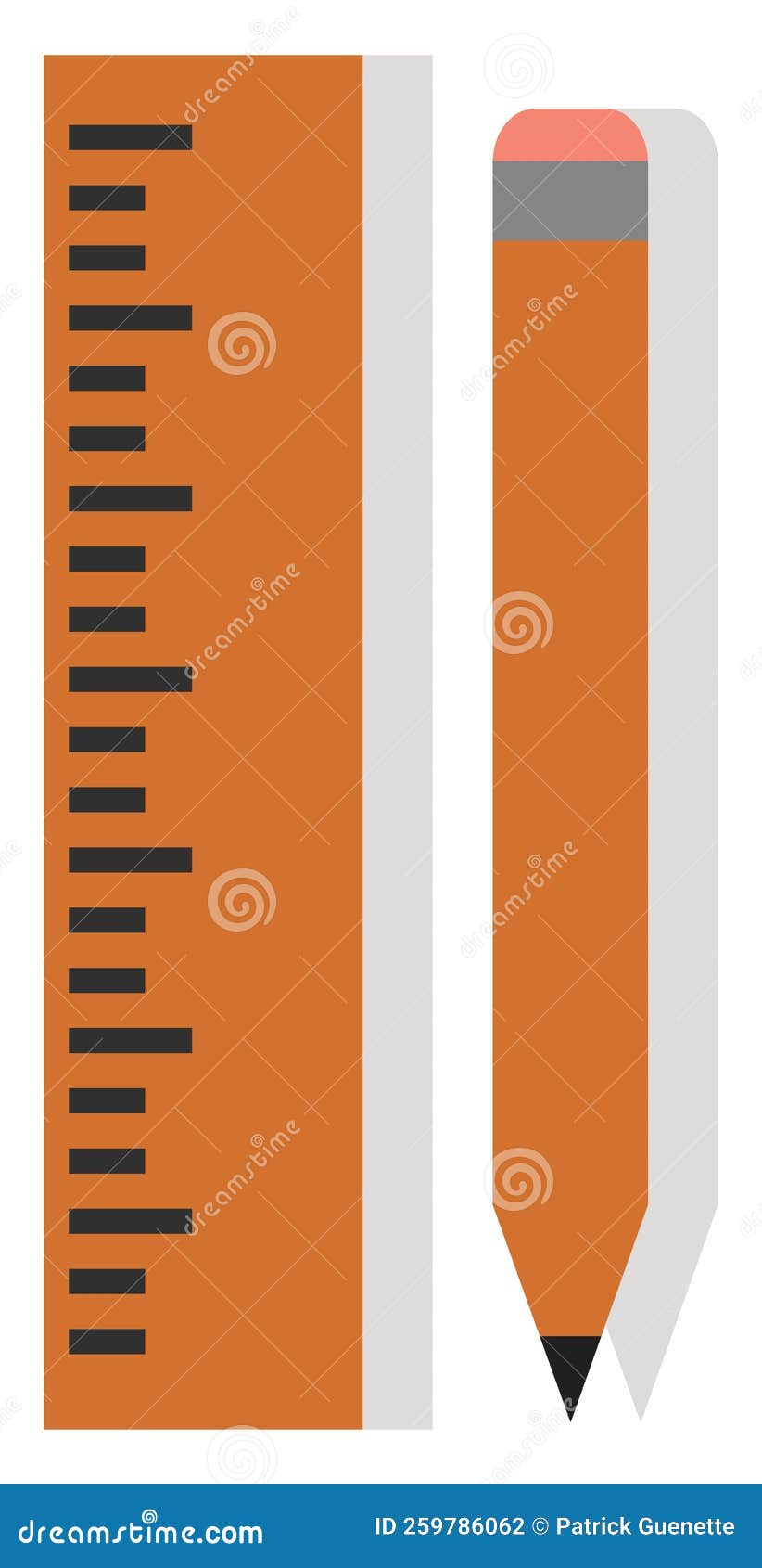 Orange Pencil and Ruler, Icon Stock Vector - Illustration of orange ...
