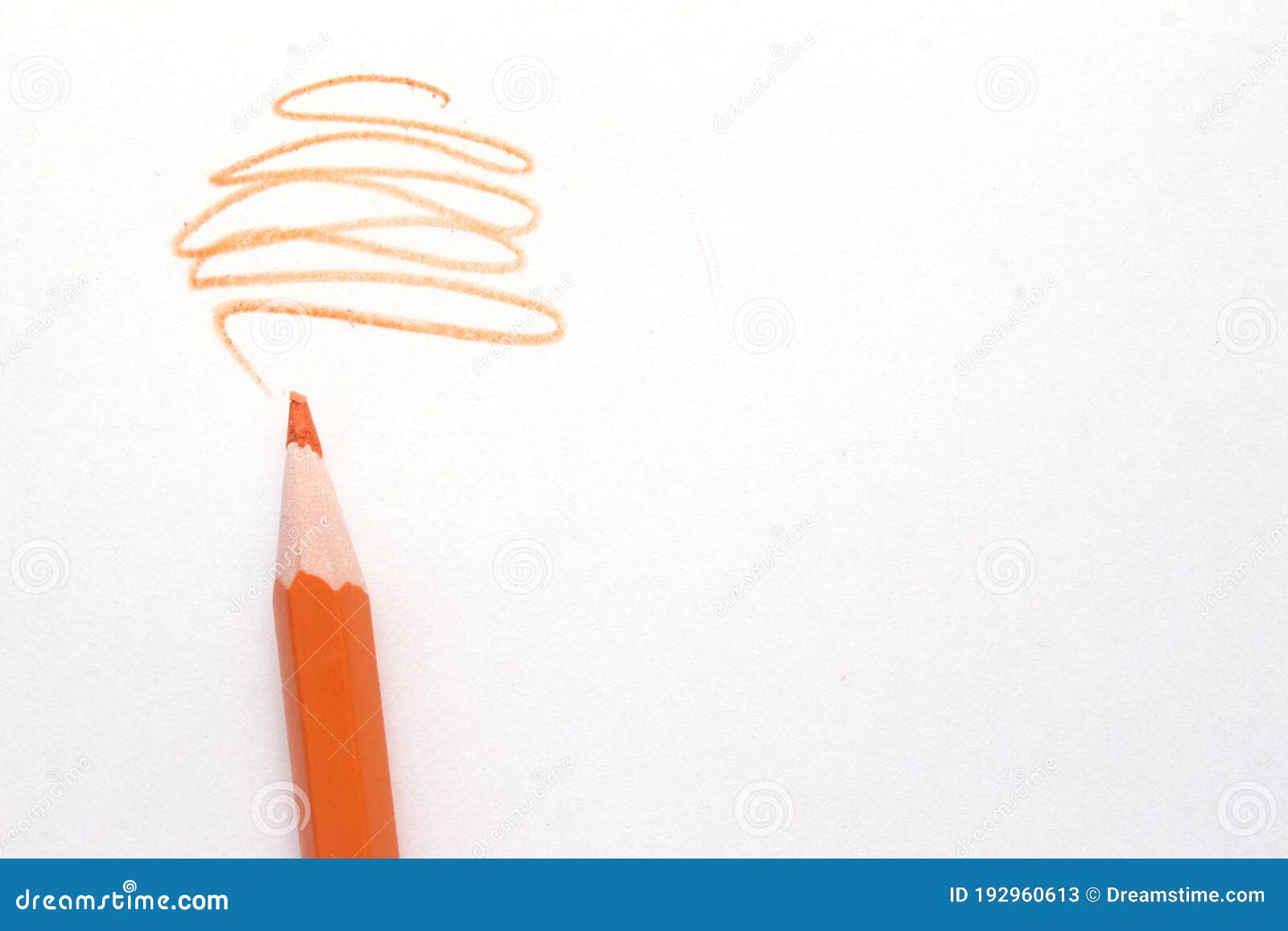 Orange Pencil with Scroll on White Background Stock Image - Image of ...