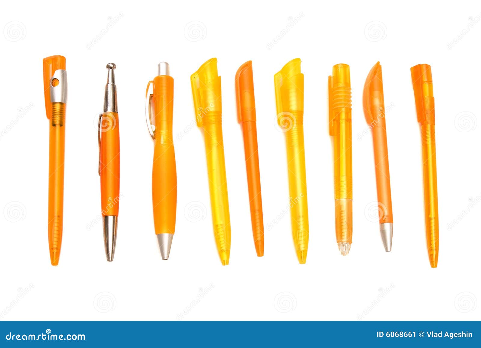 Orange pens on stock image. Image of paint, white, school - 6068661