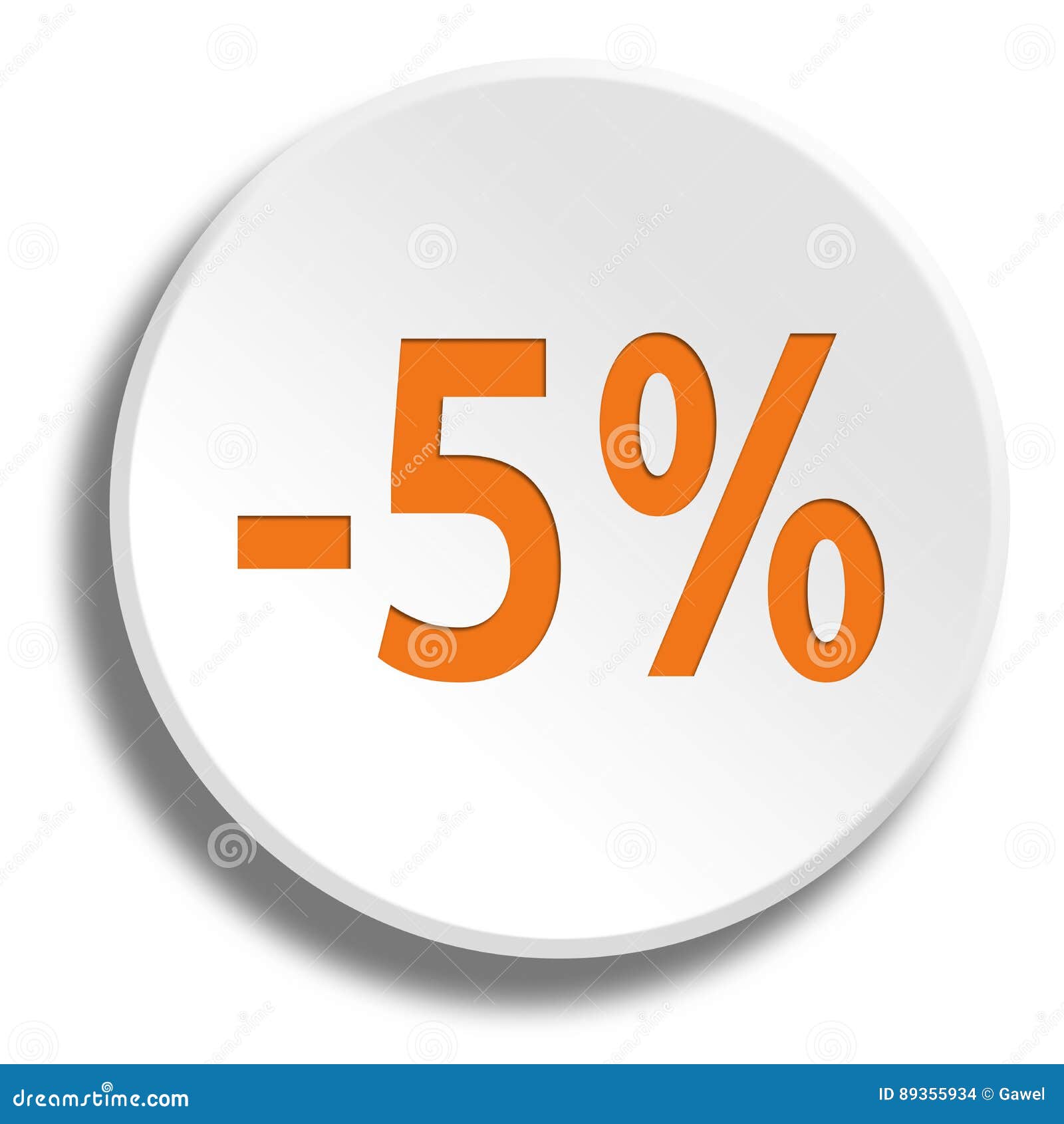 Orange 5 Percent in Round White Button with Shadow Stock Illustration ...