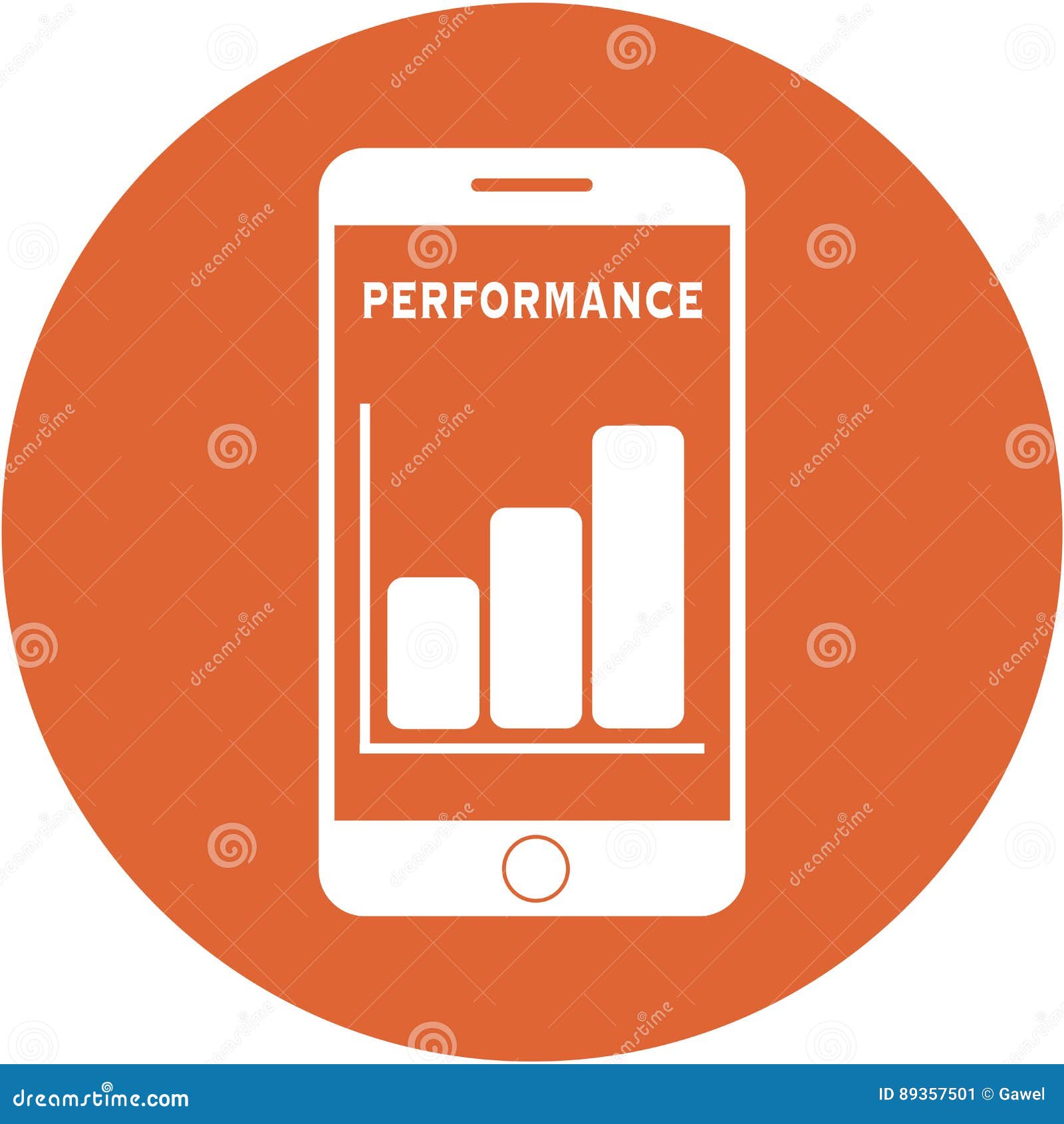 Orange Performance Design in a Flat Round Button Stock Illustration ...