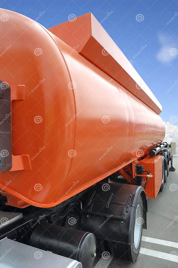 Orange petrol tanke stock photo. Image of heavy, transportation - 9966932