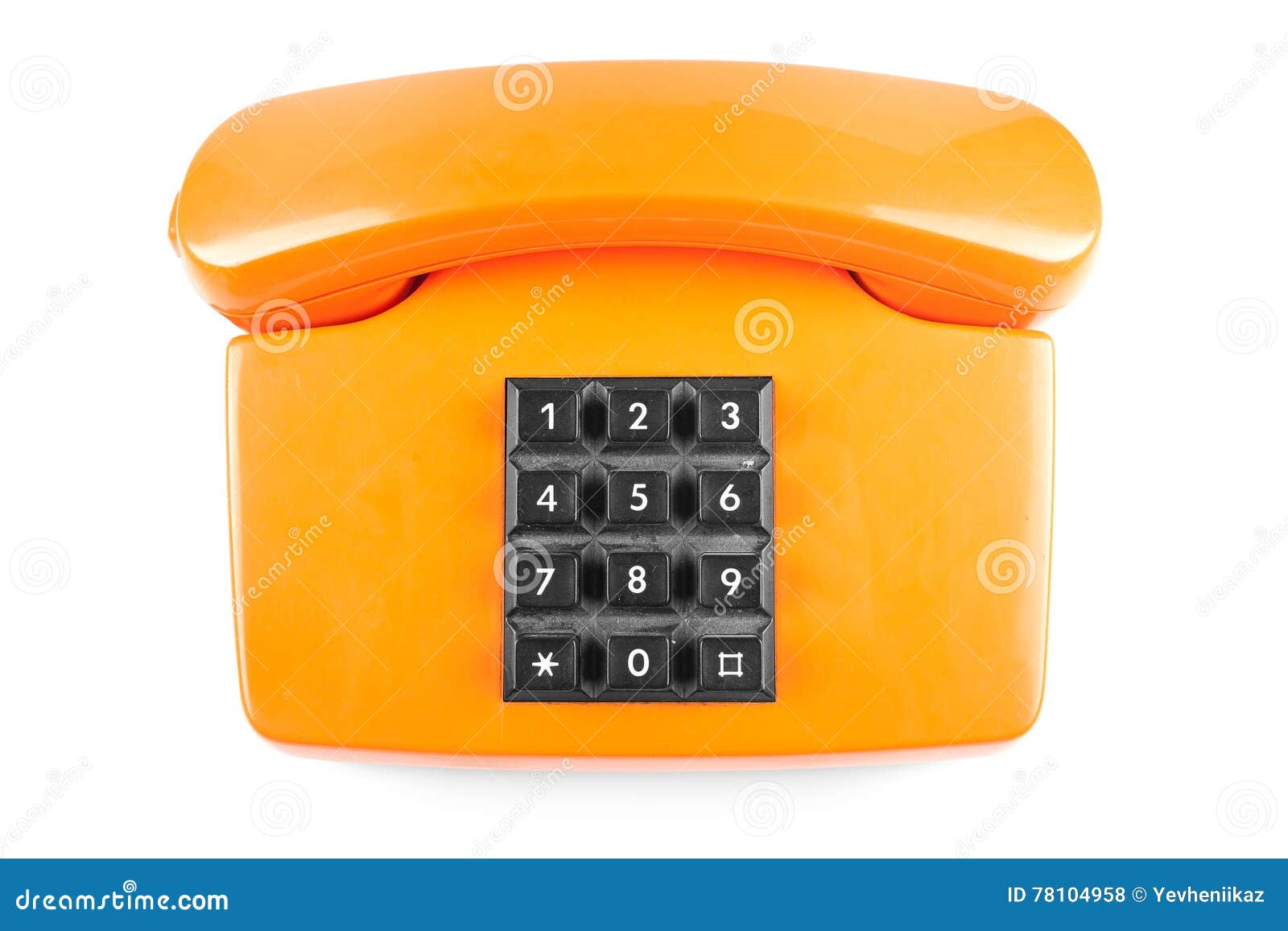 Orange Phone with Shadow on White Background Up Side Stock Photo ...