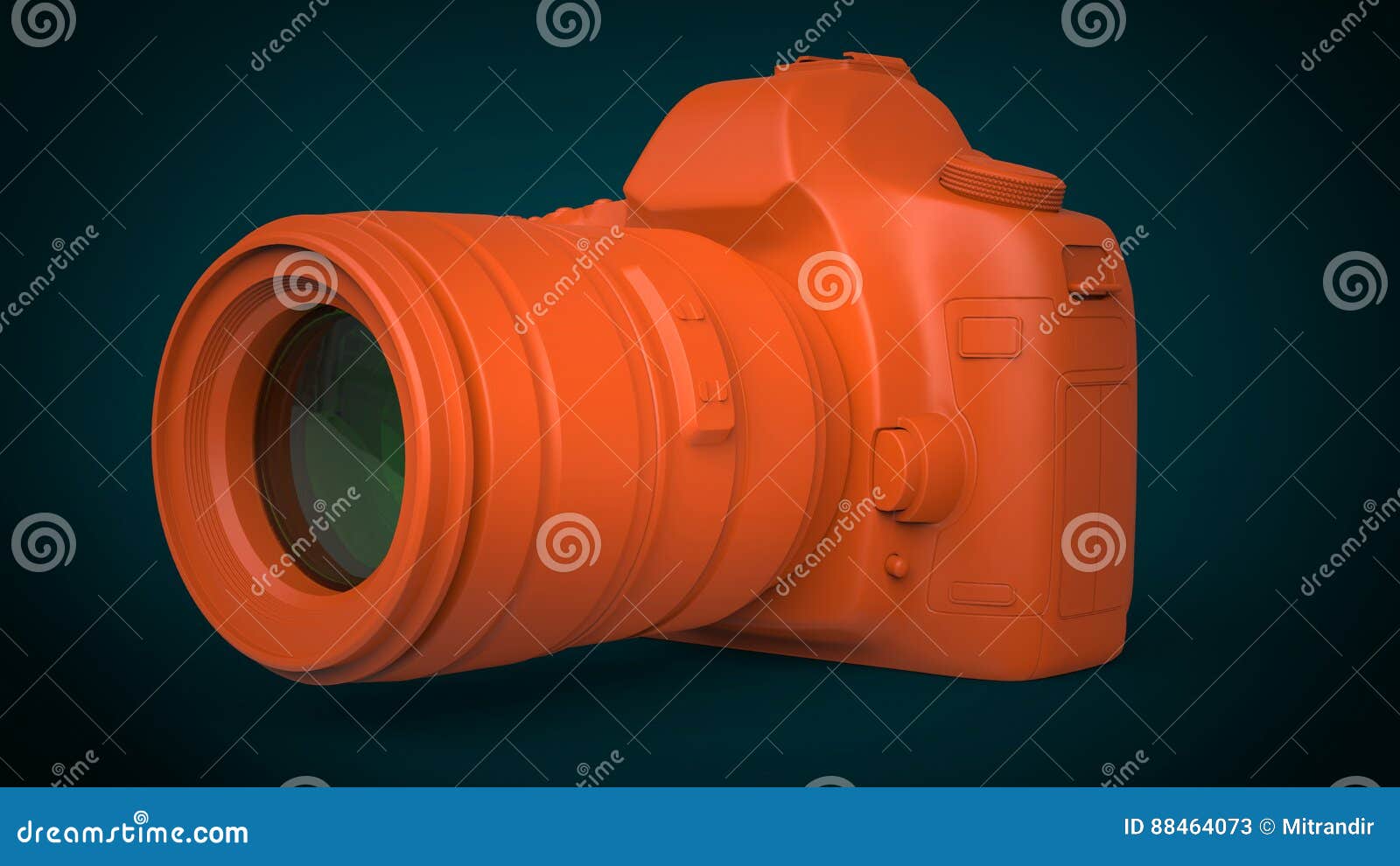 Orange Photo Camera on Green Background Stock Illustration ...