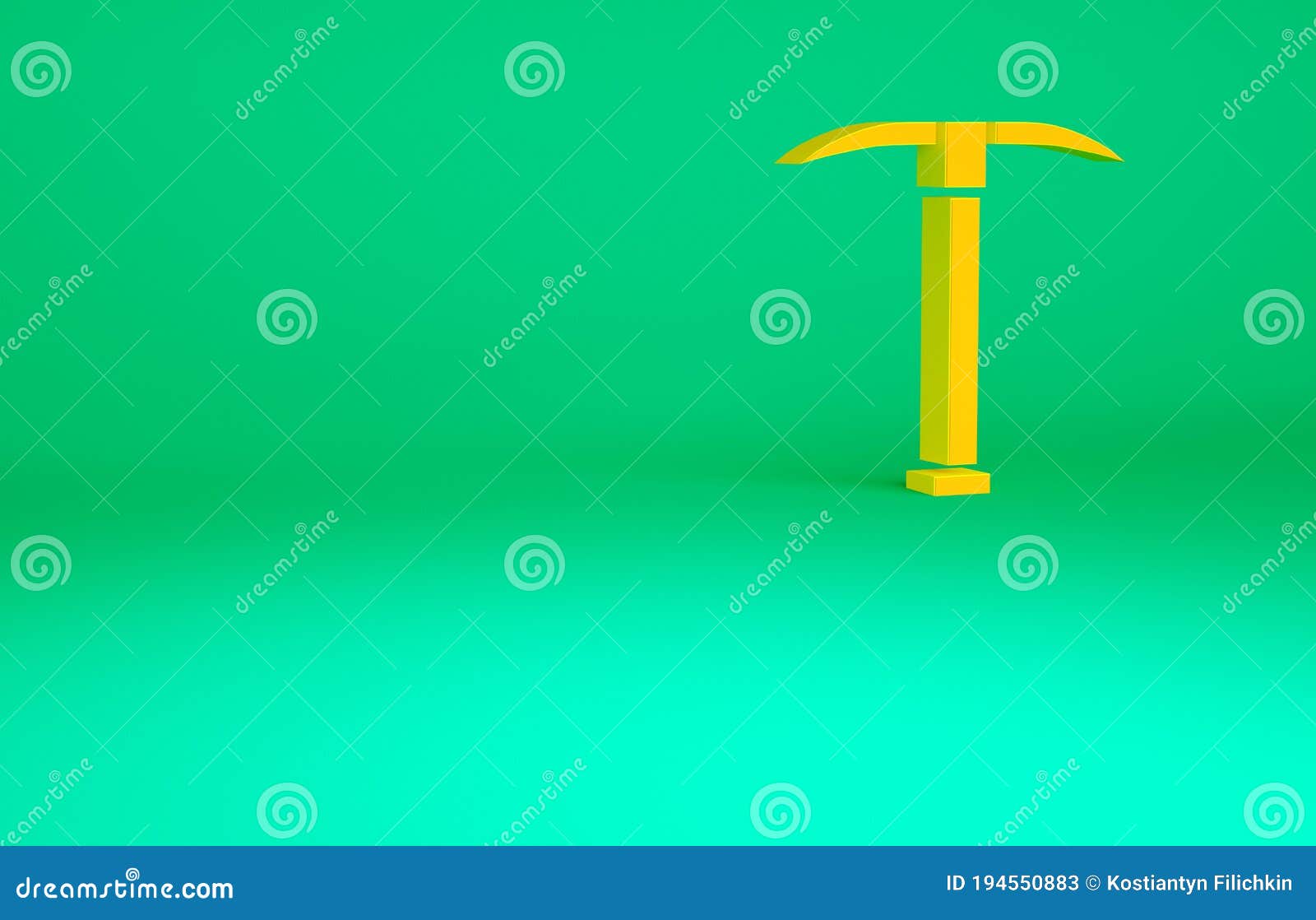 Orange Pickaxe Icon Isolated on Green Background. Minimalism Concept ...