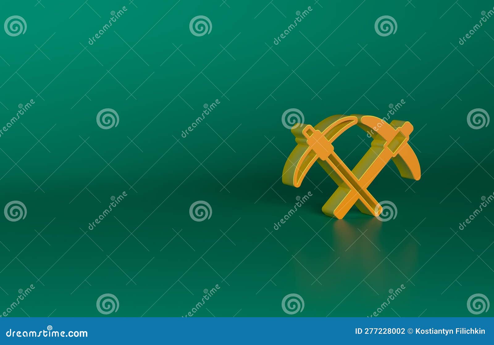 Orange Pickaxe Icon Isolated on Green Background. Minimalism Concept ...