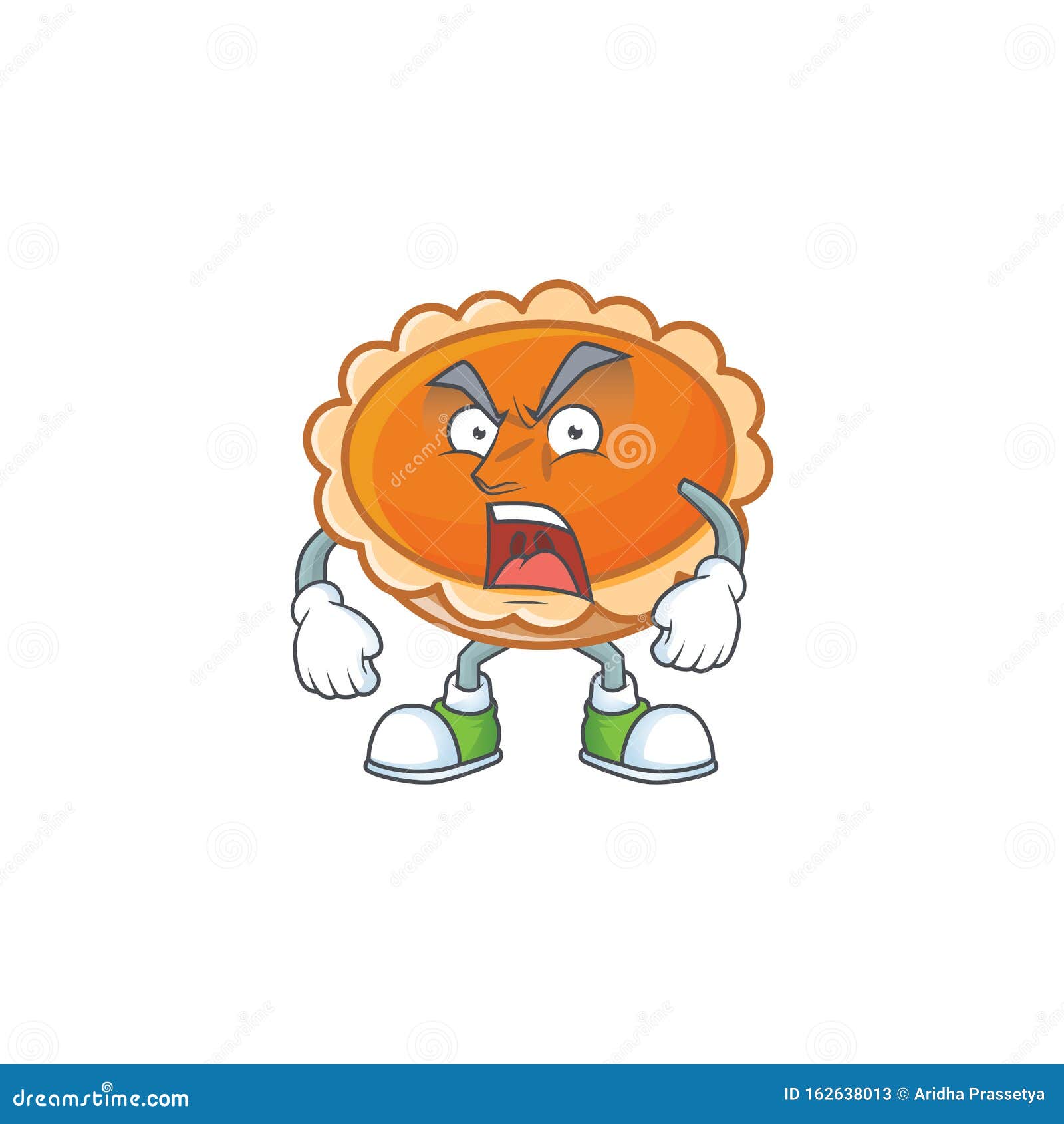 Orange Pie with Angry Character on White Background. Stock Vector ...
