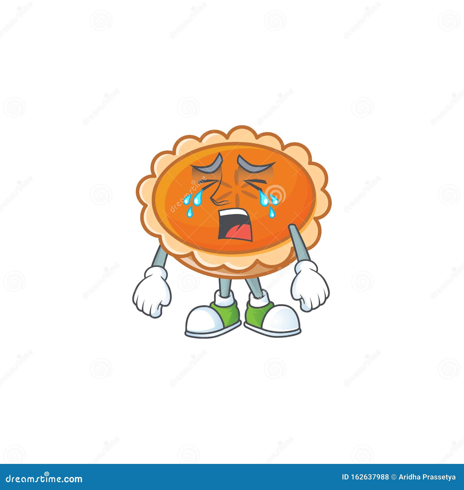 Orange Pie with Crying Character on White Background. Stock Vector ...