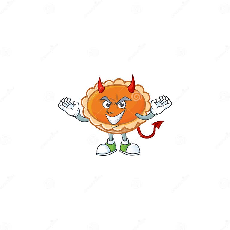 Orange Pie with Devil Character on White Background. Stock Vector ...