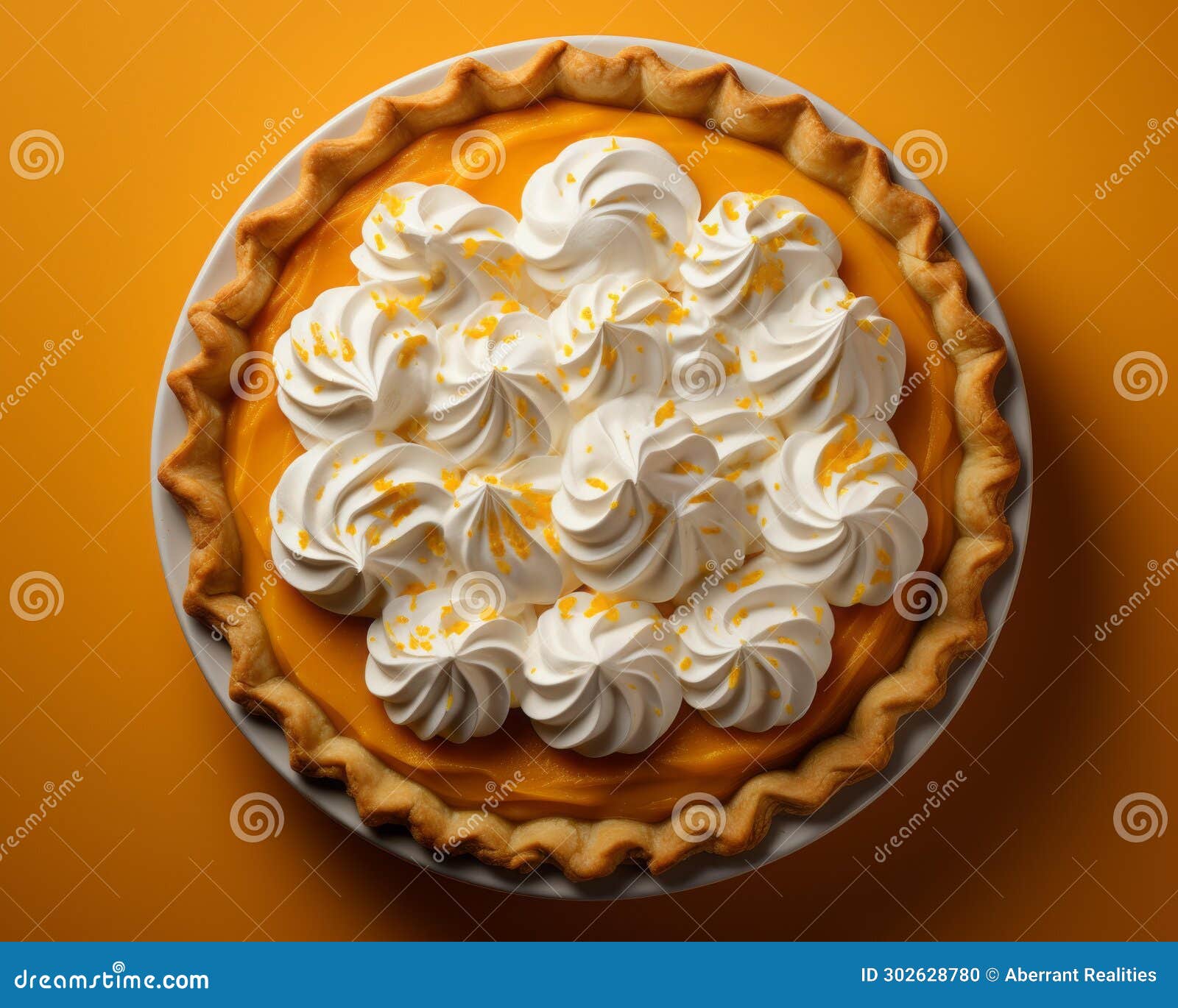 An Orange Pie with Whipped Cream on Top Stock Illustration ...