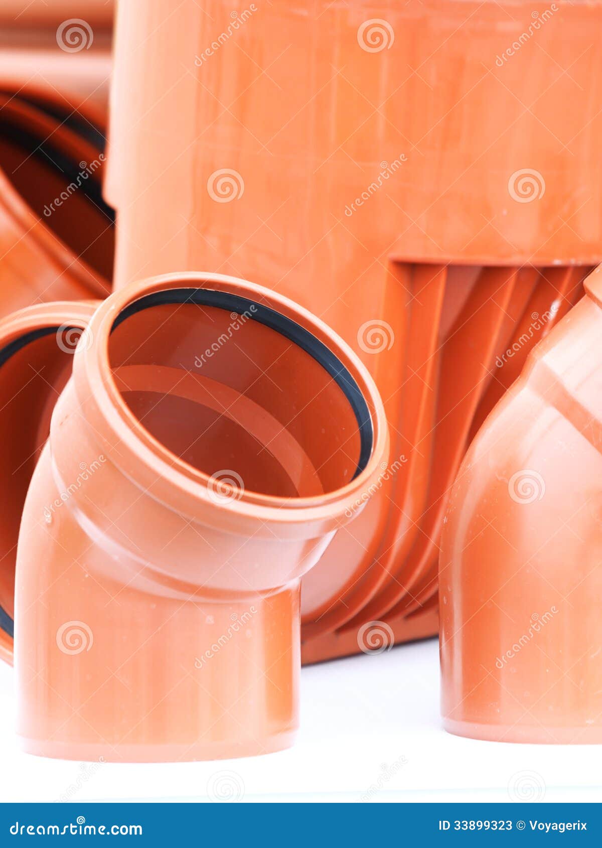 Orange Pieces- Drain Pipes Pvc on White Background Stock Image - Image ...