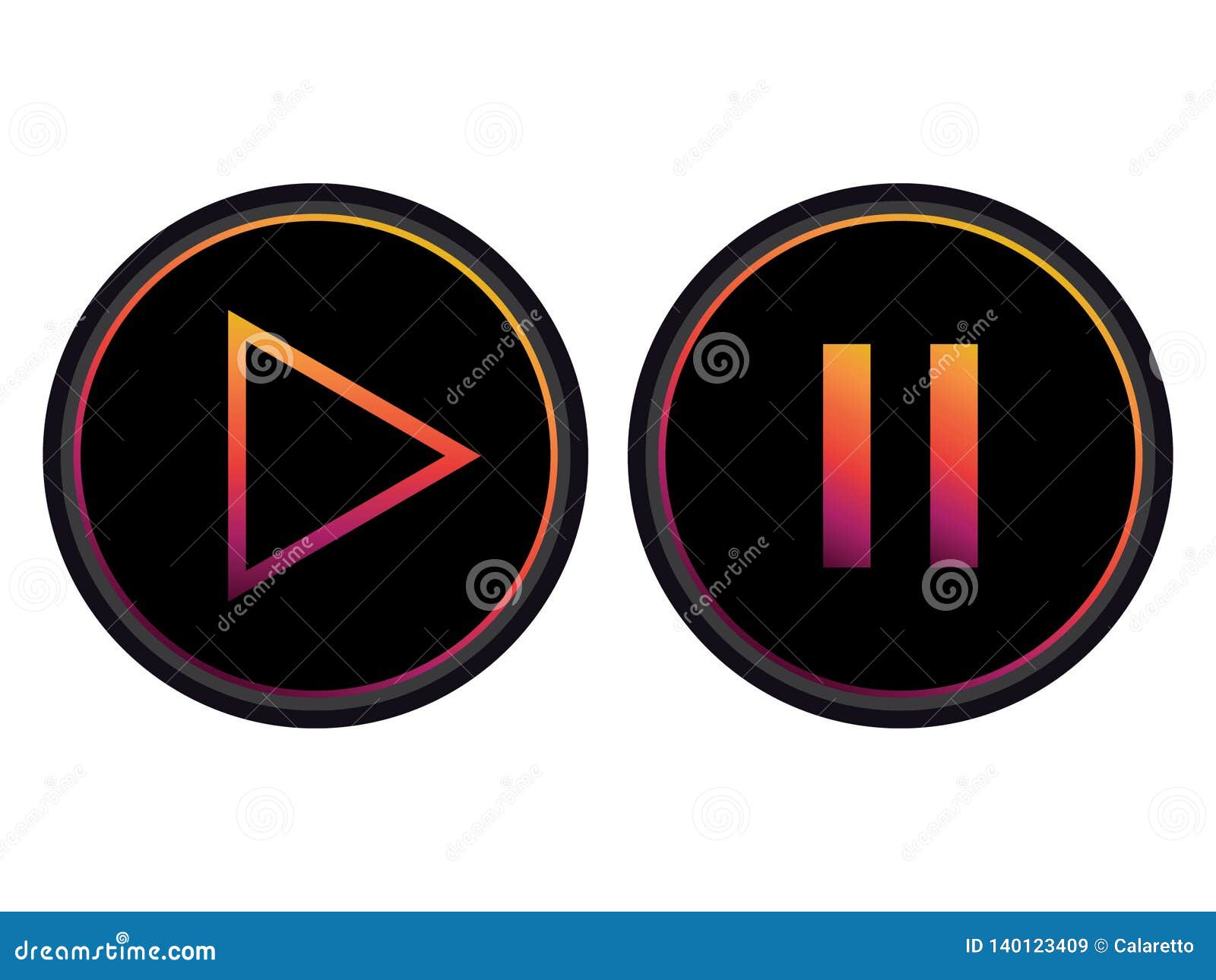 Orange Pink Violet Black Play Pause Button Icon Vector Stock Vector ...