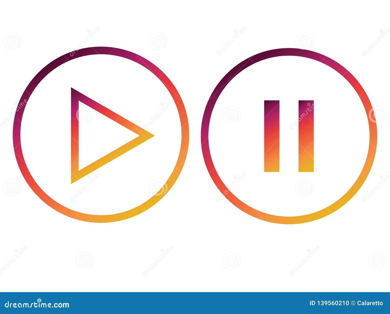 Orange Pink Violet Play Pause Button Icon Vector Stock Vector ...
