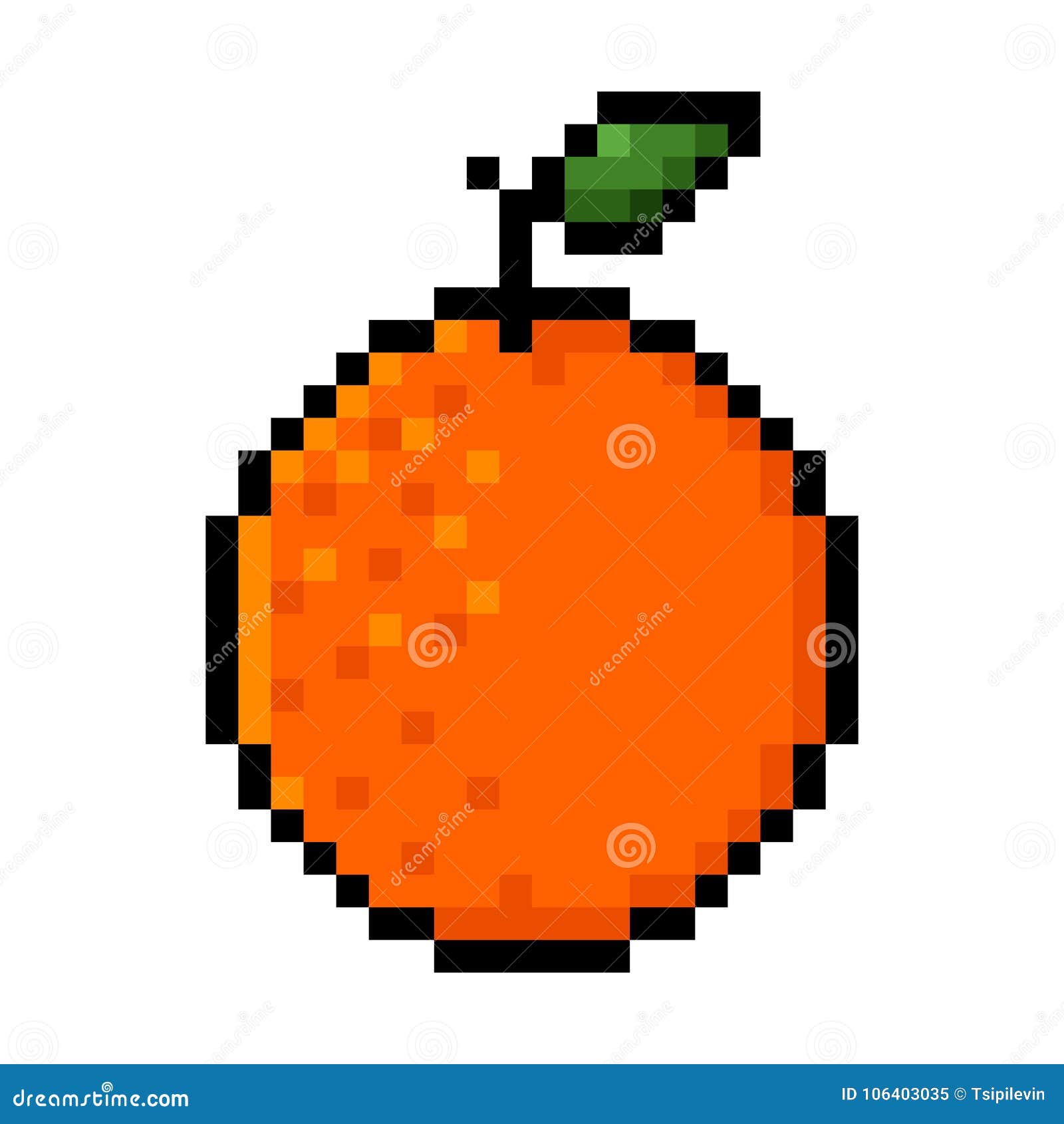 Orange pixel art stock illustration. Illustration of design - 106403035